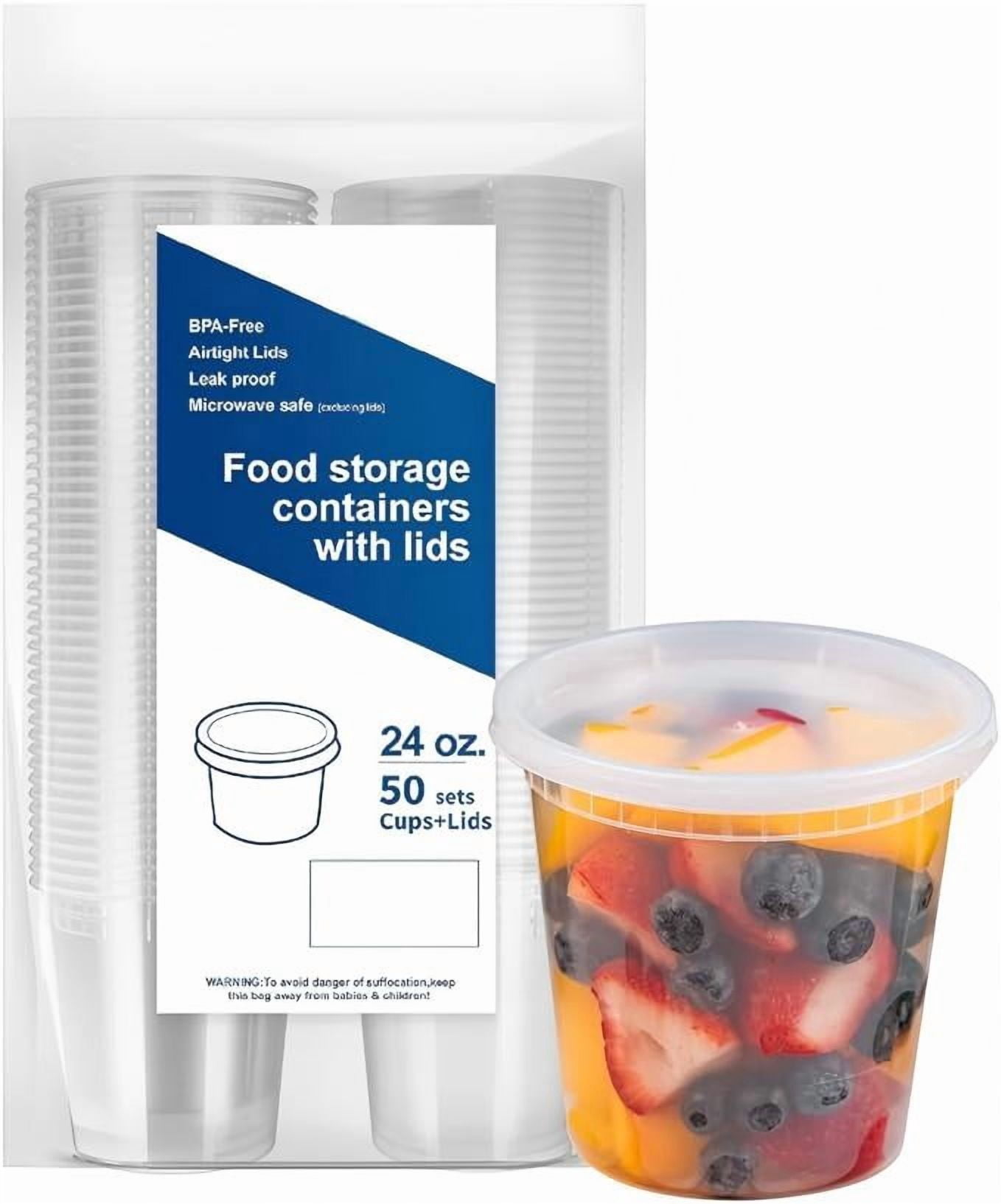 24oz Deli Containers with Lids (50 Set) - Leakproof Food Storage ...