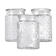 24oz Glass Storage Jars 3-pack with Glass Lid-Sunflower/Bigonia/window ...