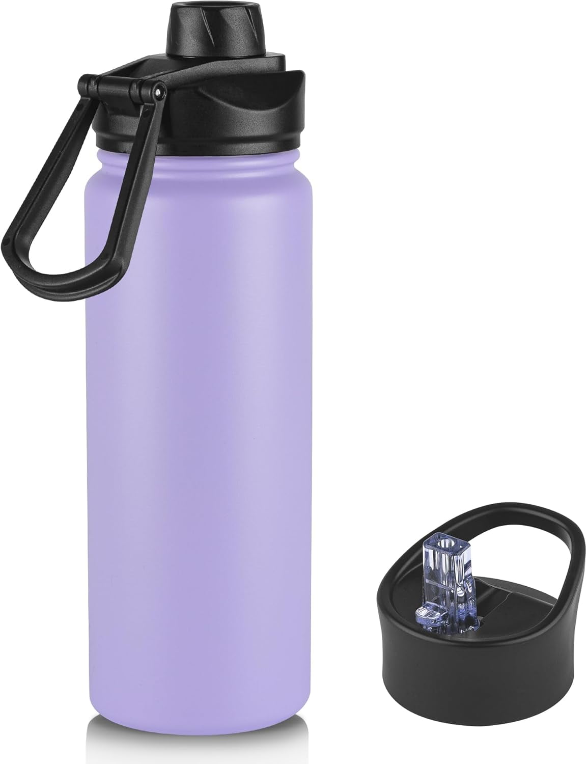24oz Insulated Water Bottle with Straw Lid, Stainless Steel Metal Water Bottle with Straw & Wide ...