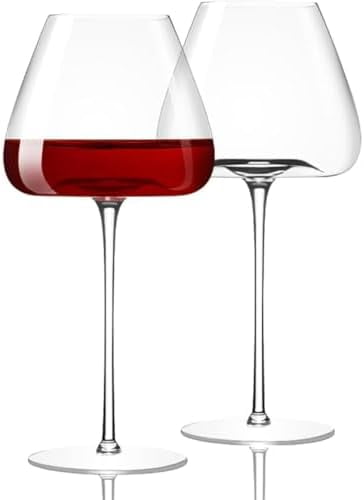24oz Red and White Wine Glasses, Italian Style Wine Glasses, Long Stemmed Crystal-clear All ...