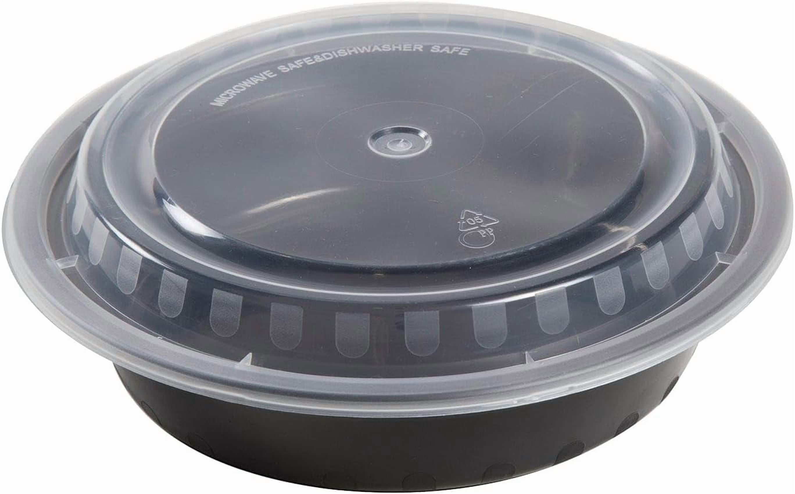 24oz Round Food Container 50 Pcs | Black PP Polypropylene Containers ...