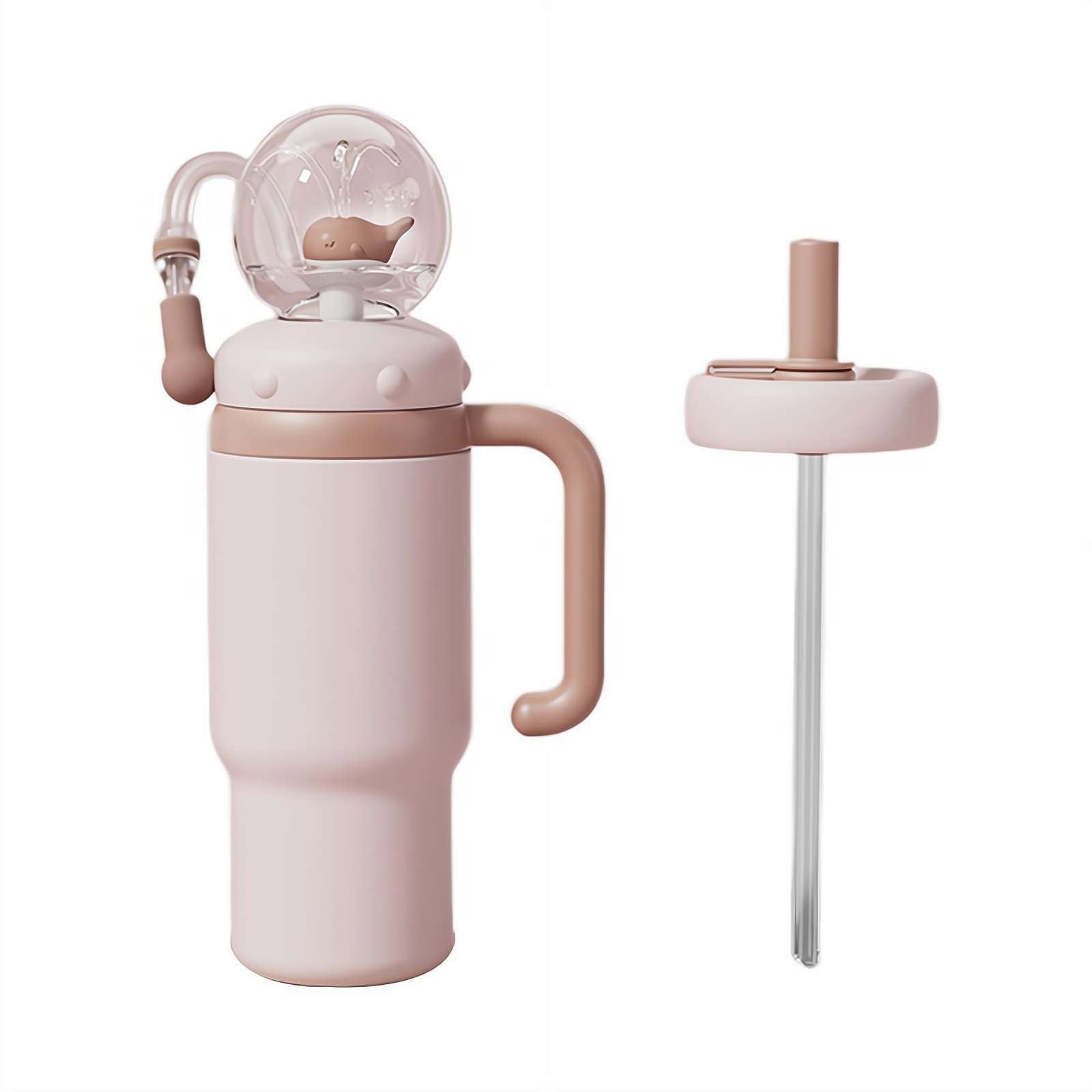 24oz Stainless Steel Whale Fountain Cups with Handle 2025 Drinking Cup, Travel Tumblers Weighted ...