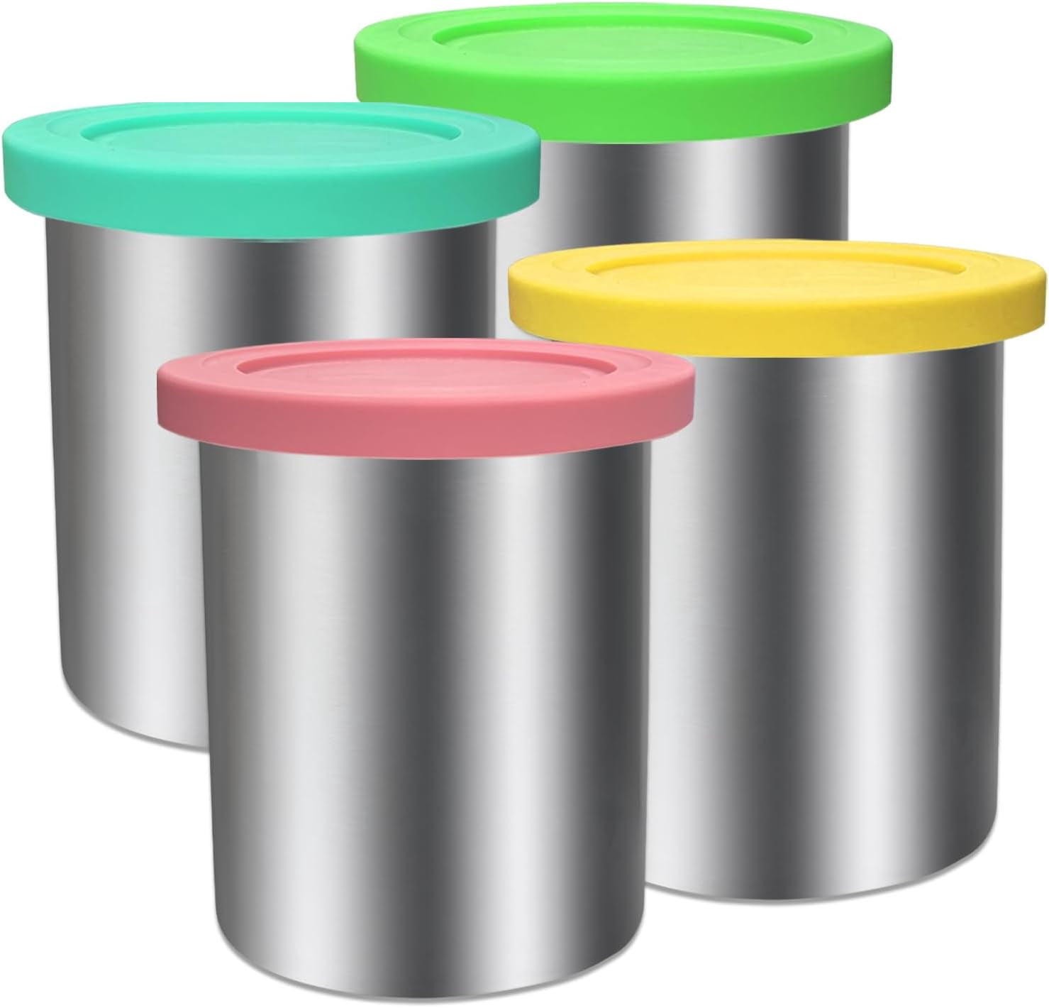 24oz Stainless Steels Pints and Lids Compatible with Ninja Creami NC500 ...