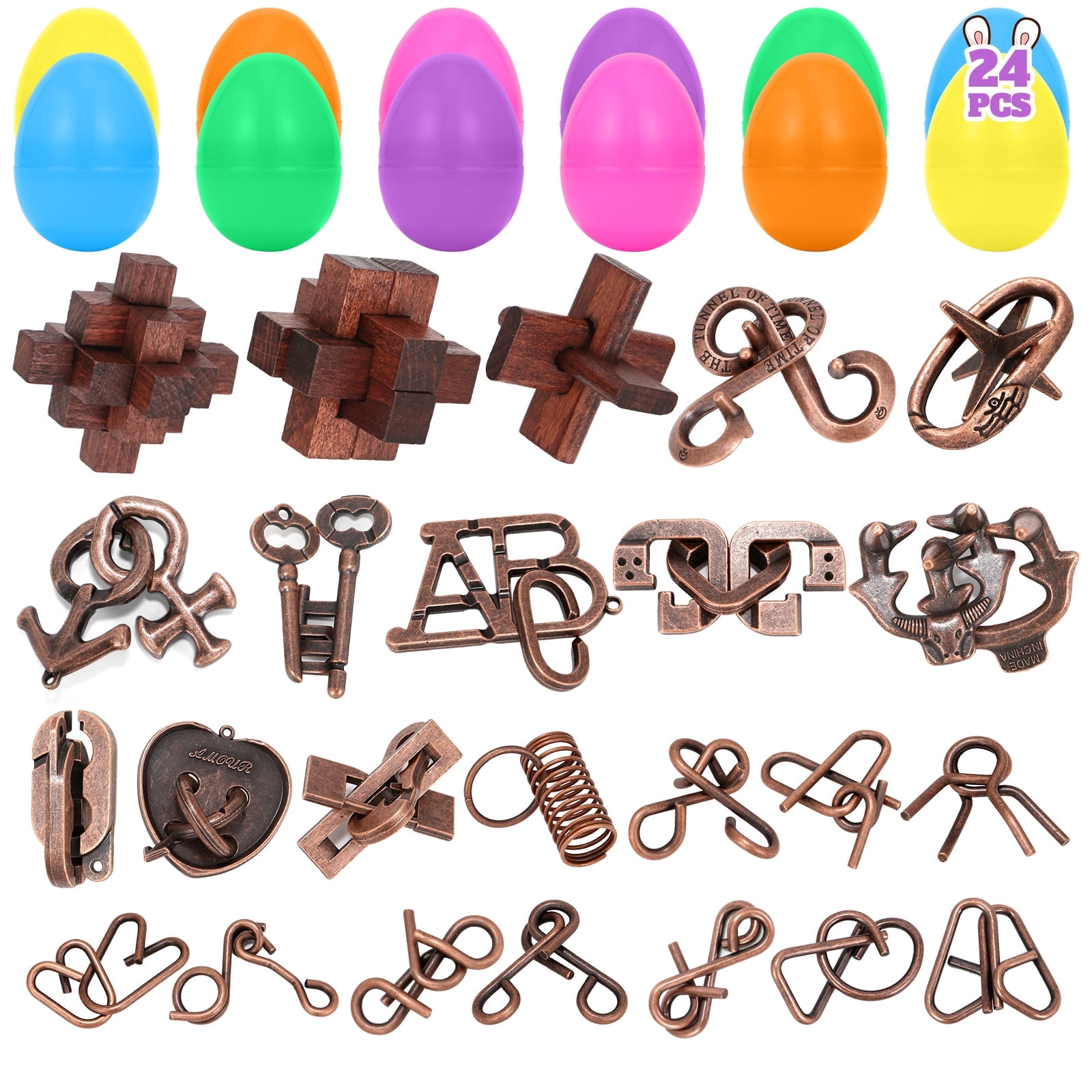 Yunshe 24-Pack Easter Eggs with Brain Teaser Puzzles, Fun Gifts for ...