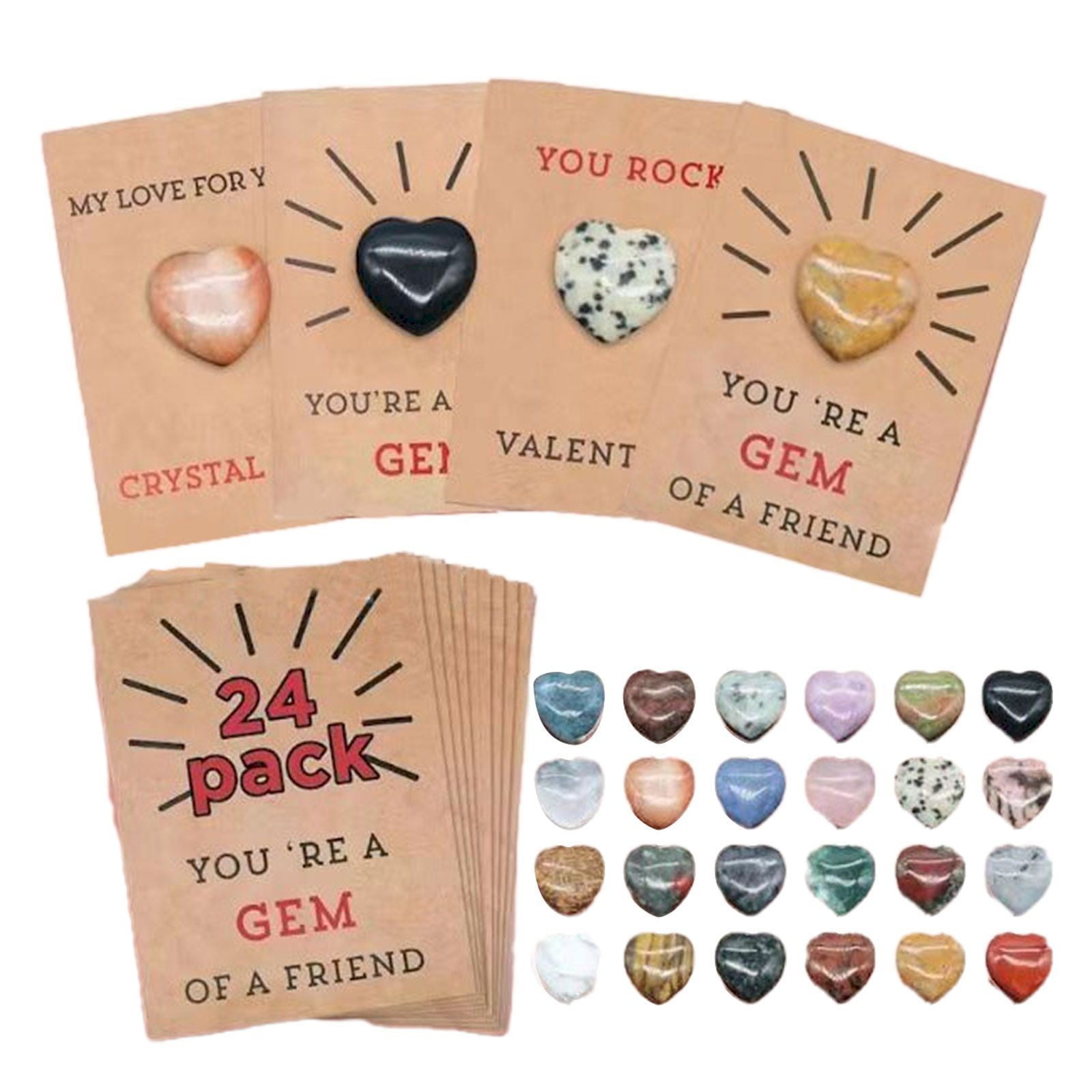 24pack Valentines Cards with Heart-Shape Crystals，class valentines ...
