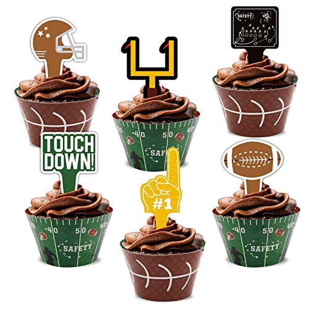 24packs Football Cupcake Toppers and Wrappers Football Theme Birthday ...