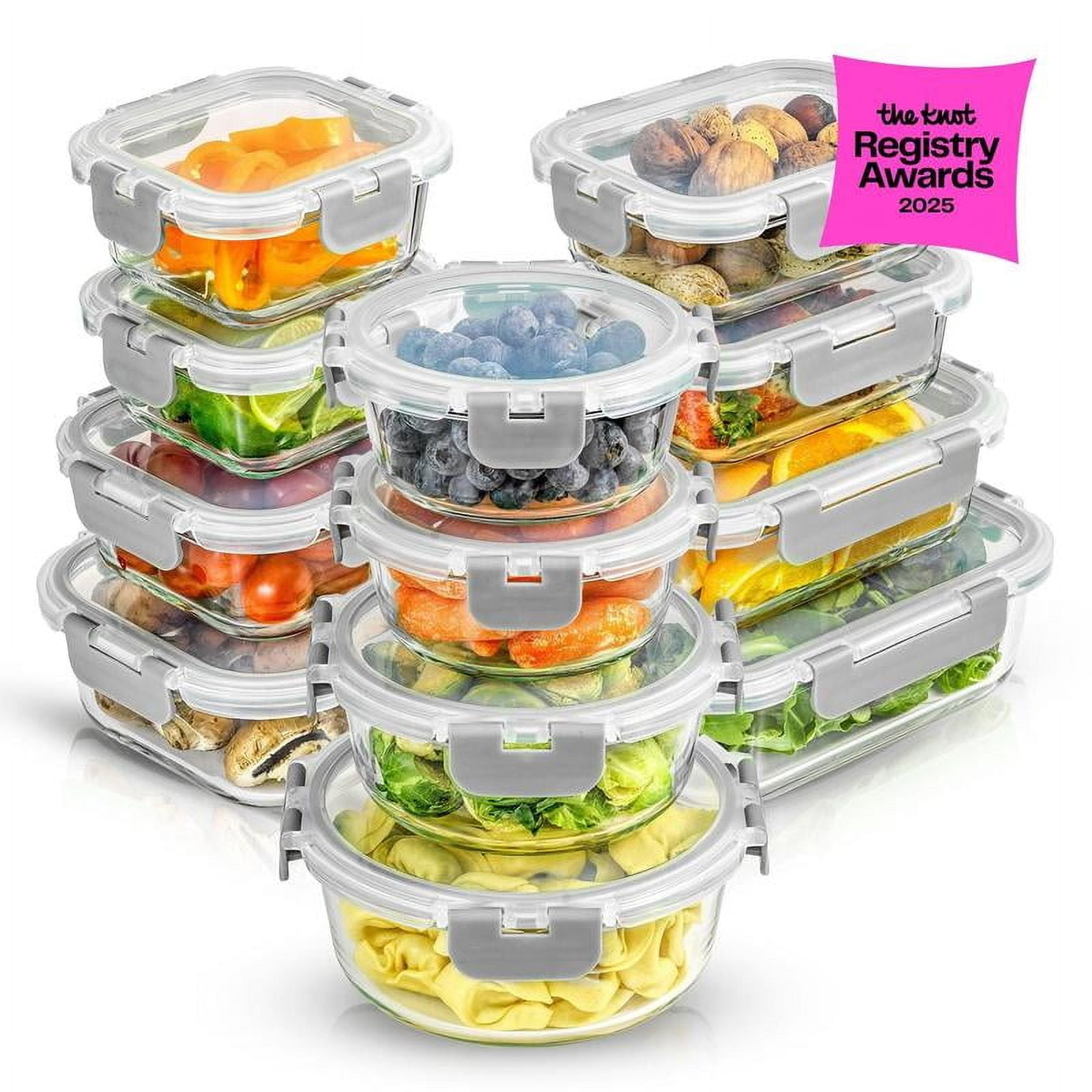 24pc (12 Airtight, Freezer Safe Food Storage Containers and 12 Lids ...