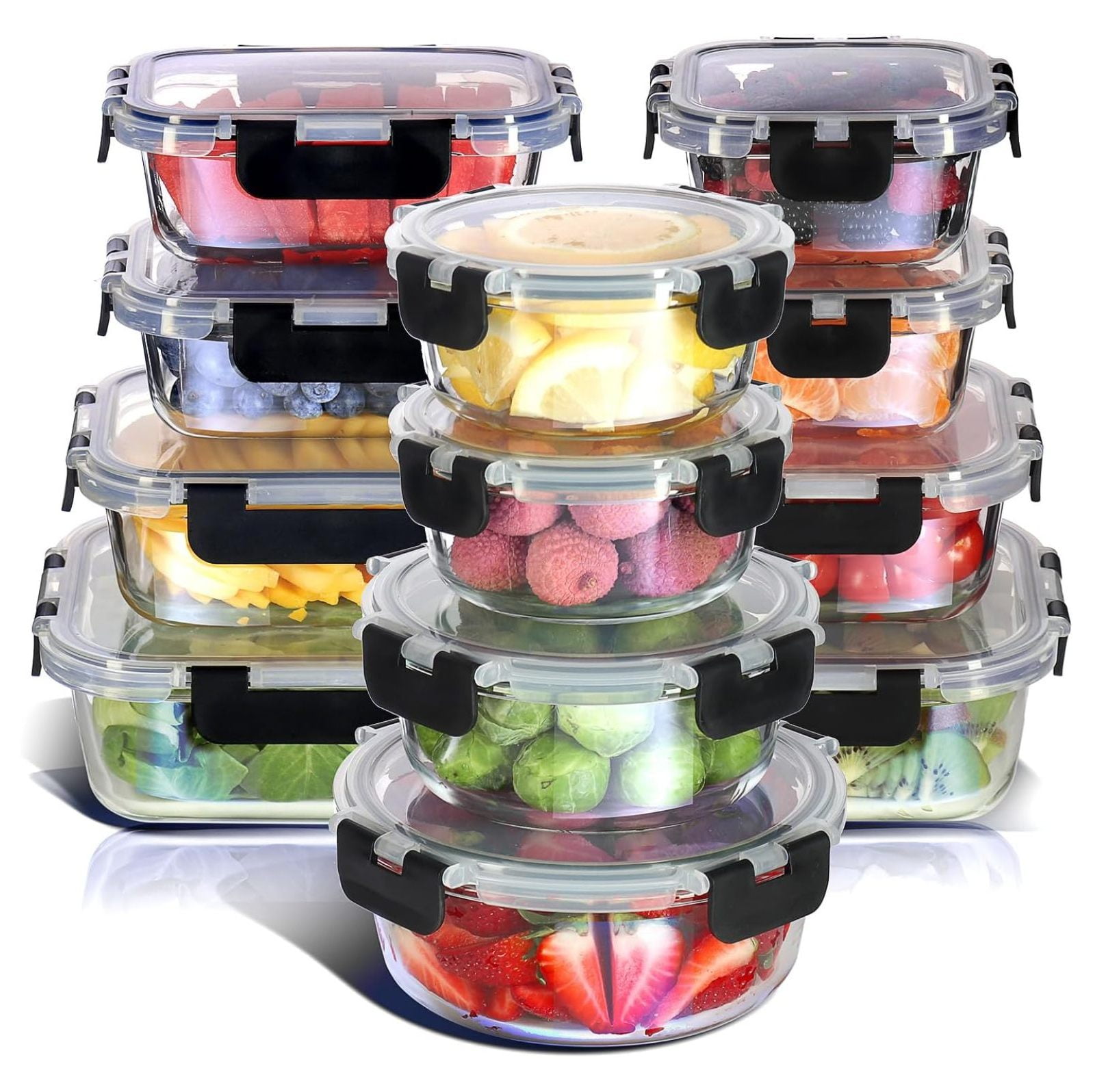 24pc (12 Airtight, Freezer Safe Food Storage Containers and 12 Lids ...