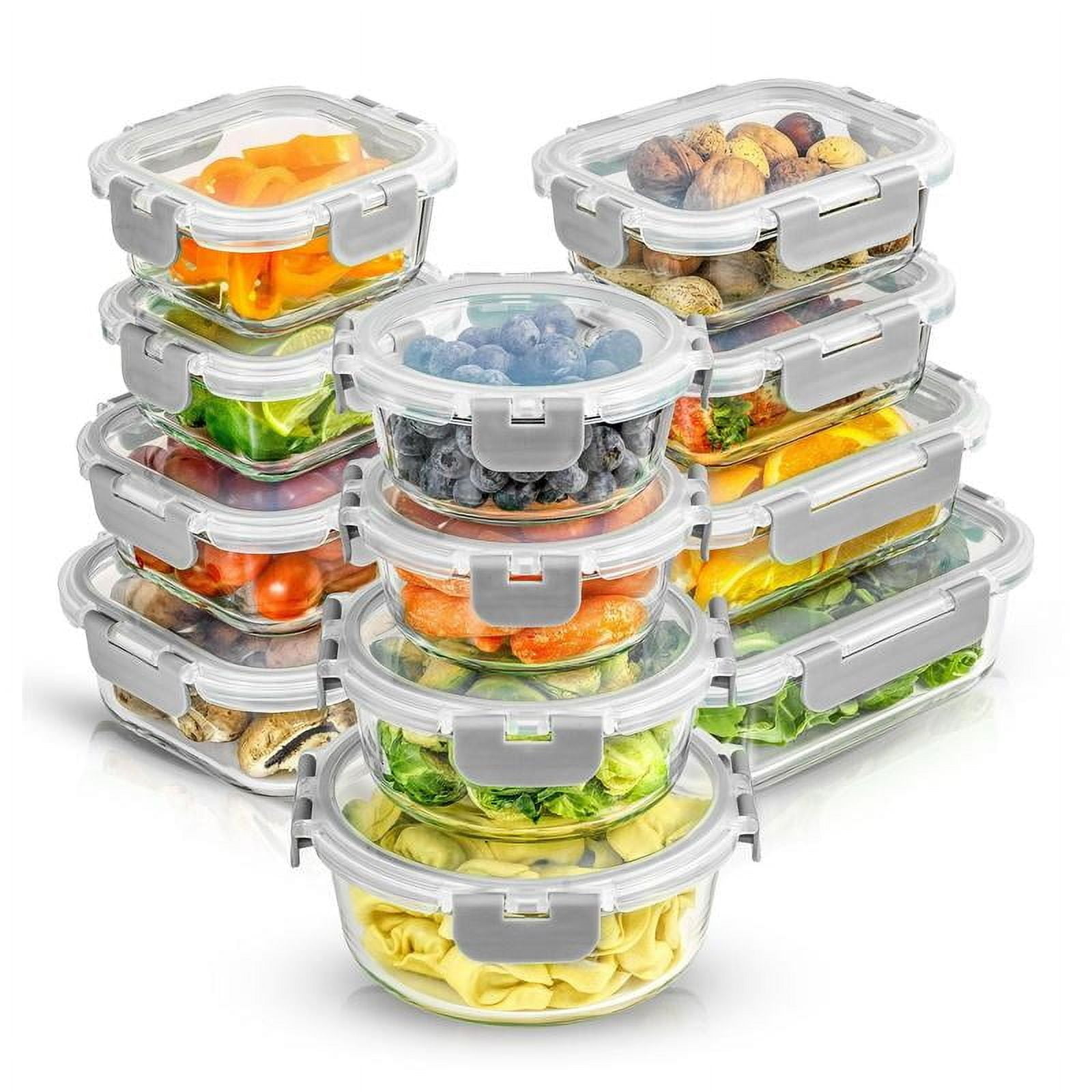 24pc (12 Airtight, Freezer Safe Food Storage Containers and 12 Lids ...