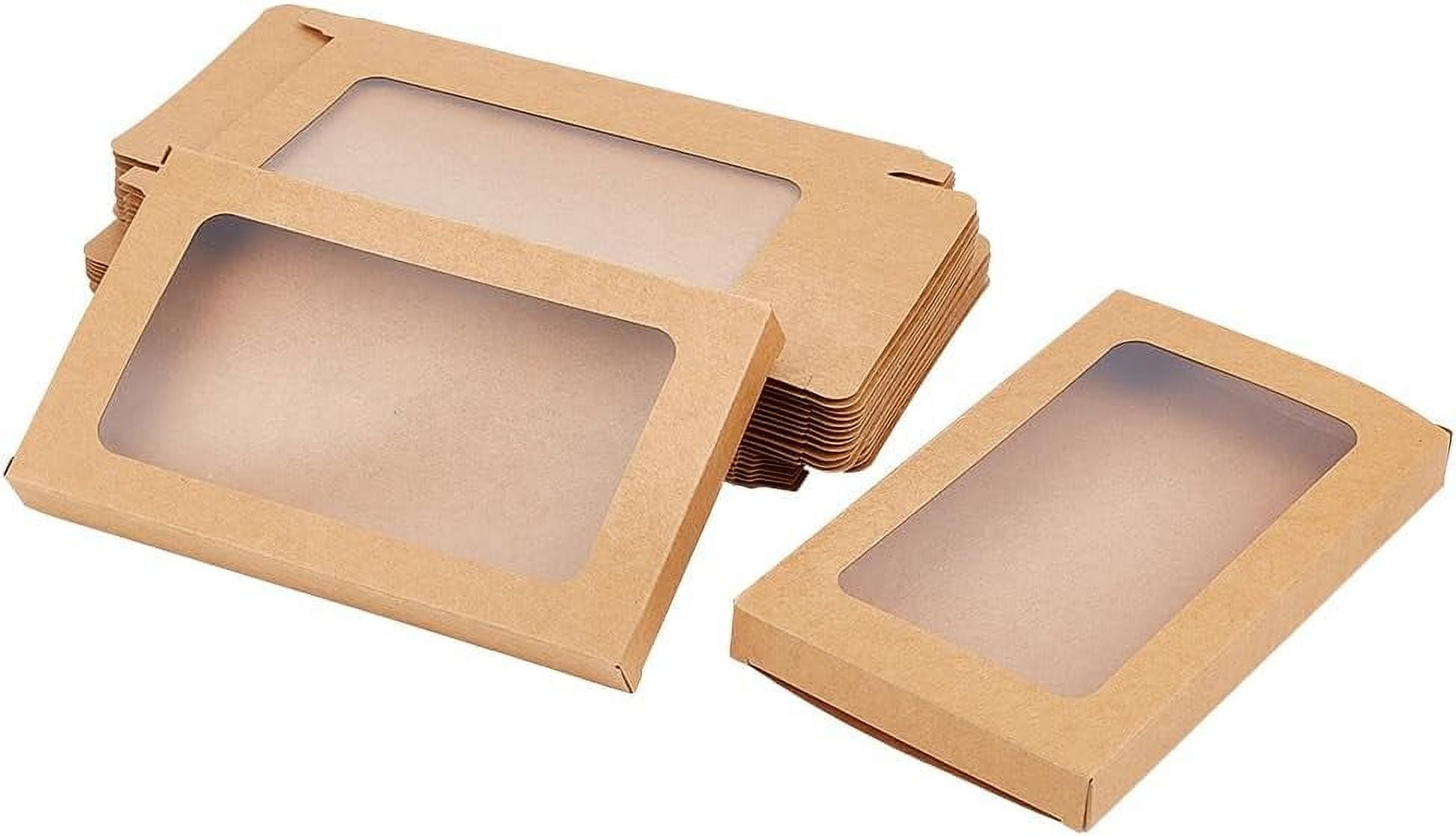 24pc 24Pcs Paper Boxes with Clear Window 6.9x4.1x0.7 inch BurlyWood ...