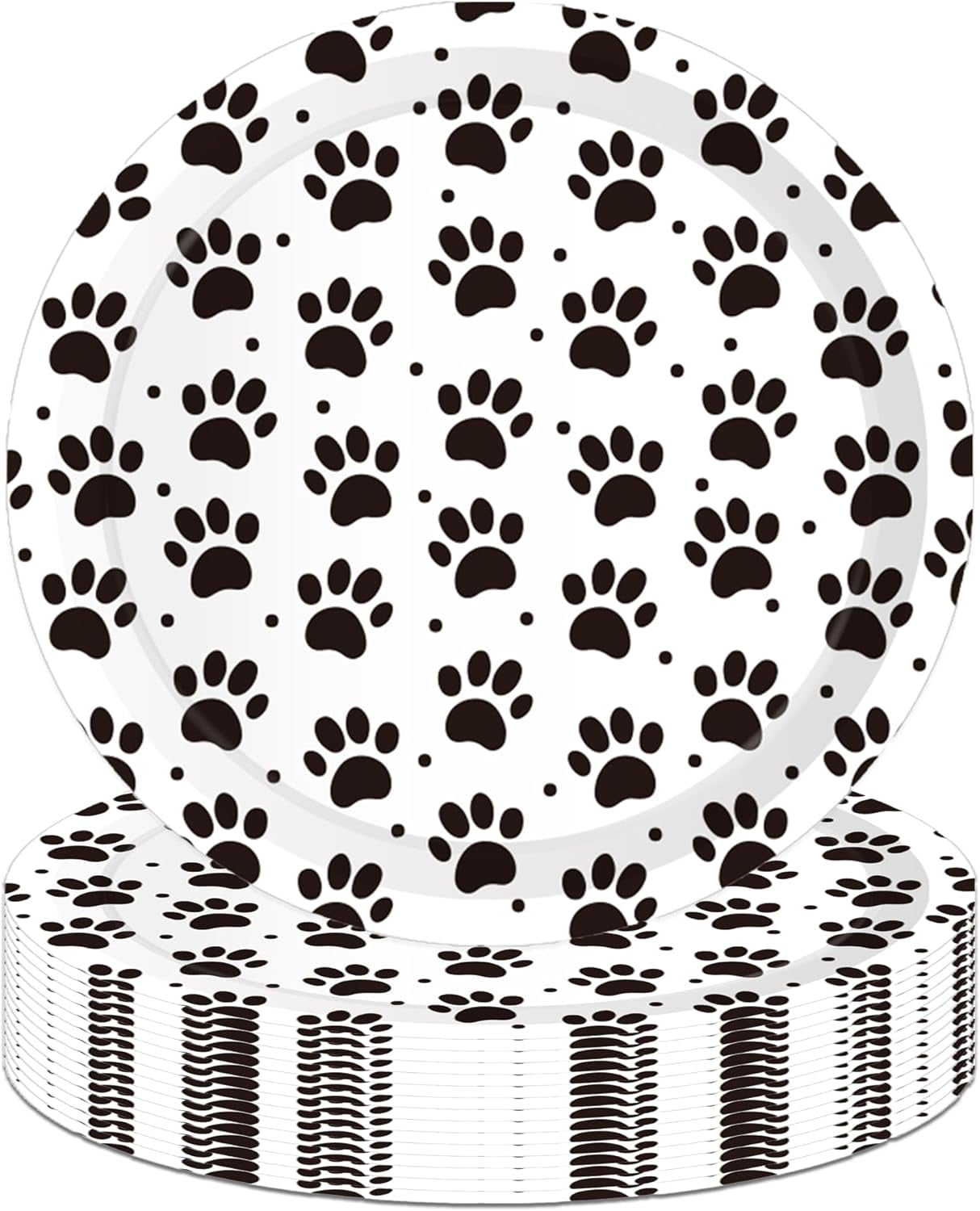 24pc 9" Dog Print Paper Plates Paw Print Party Supplies for Dog Theme ...