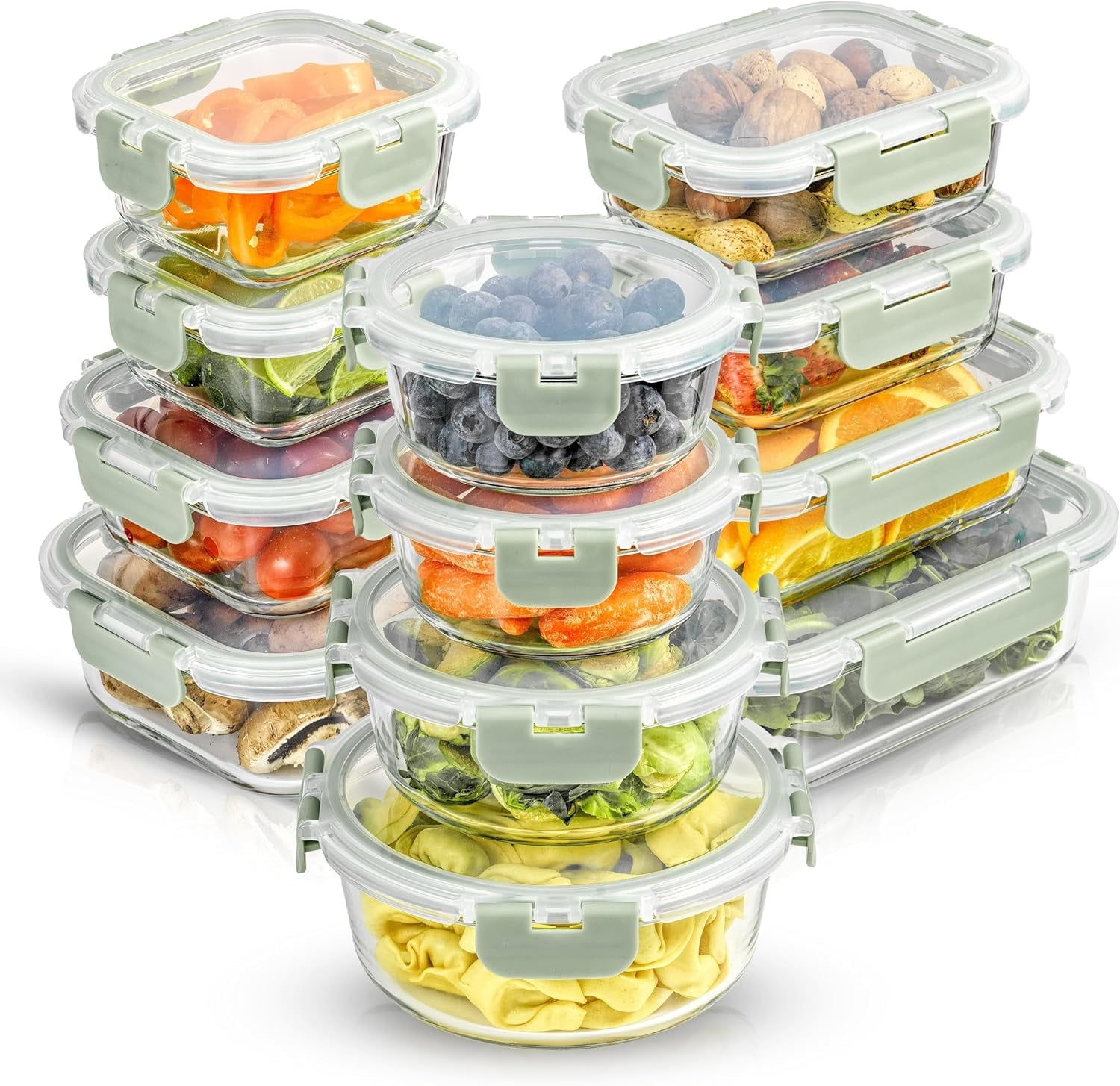 24pc Borosilicate Glass Storage Containers with Lids | 12 Airtight ...