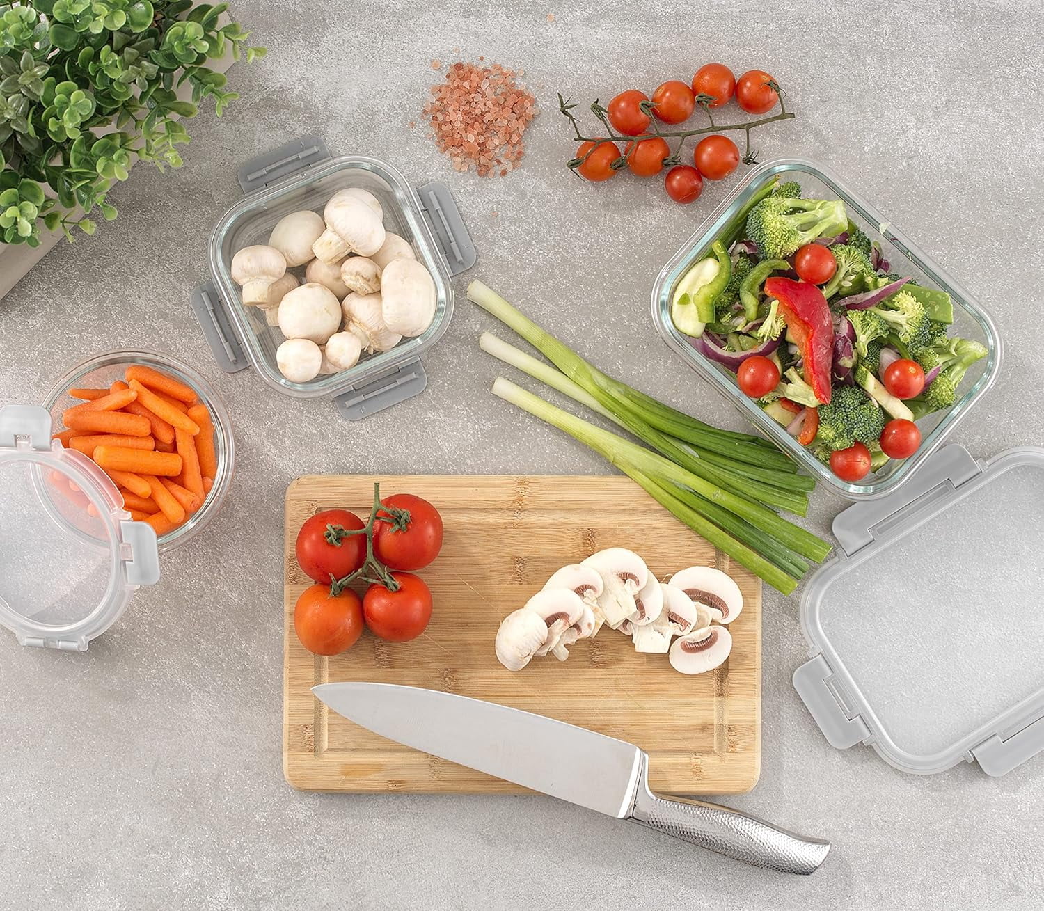 24pc Borosilicate Glass Storage Containers with Lids. 12 Airtight ...