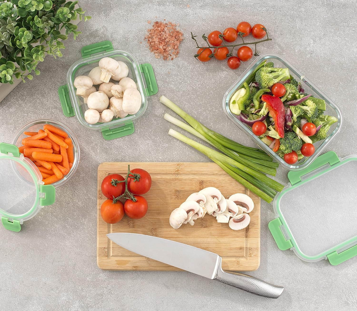 24pc Borosilicate Glass Storage Containers with Lids. 12 Airtight ...