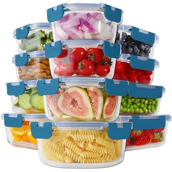24pc Glass Food Storage Containers with Lids, Glass Meal Prep ...