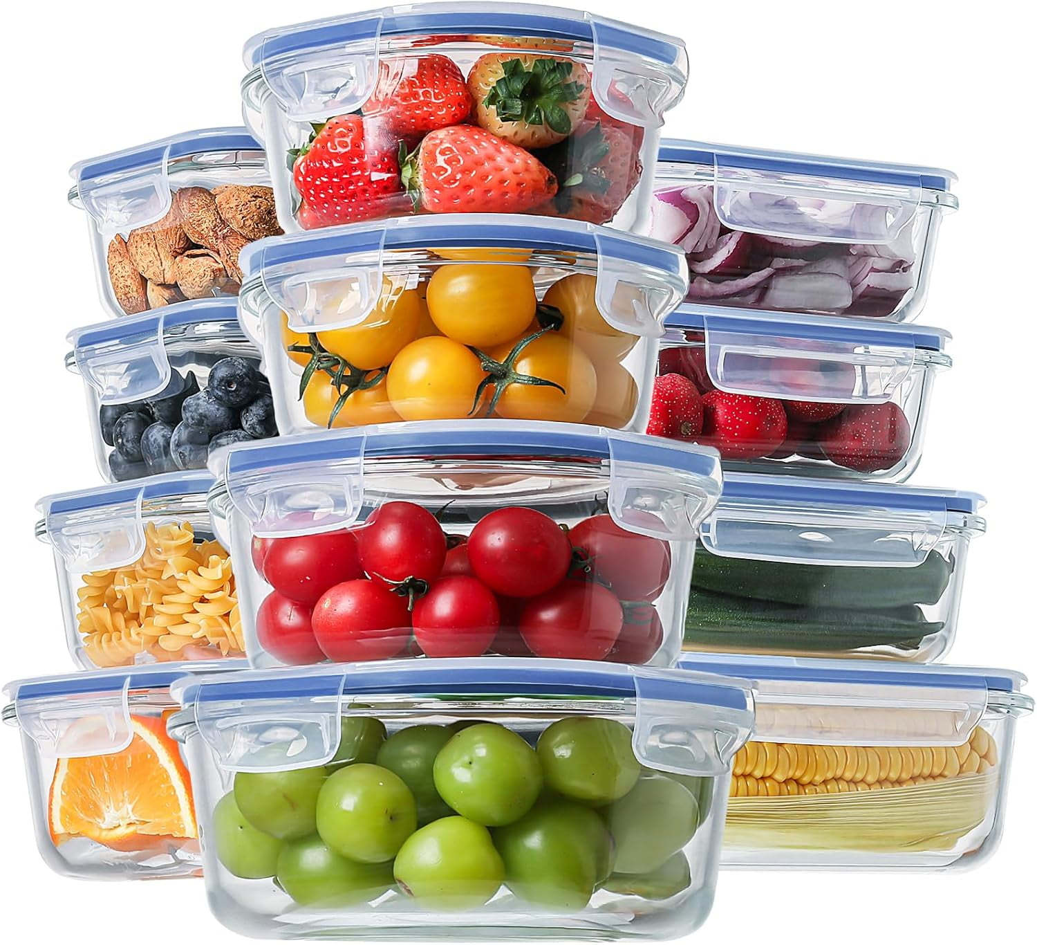 24pc Glass Food Storage Containers with Lids, Glass Meal Prep ...