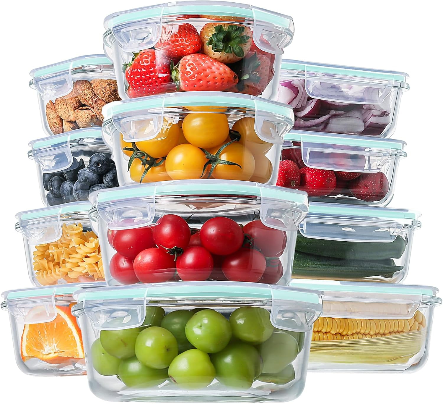 24pc Glass Food Storage Containers with Lids, Glass Meal Prep ...