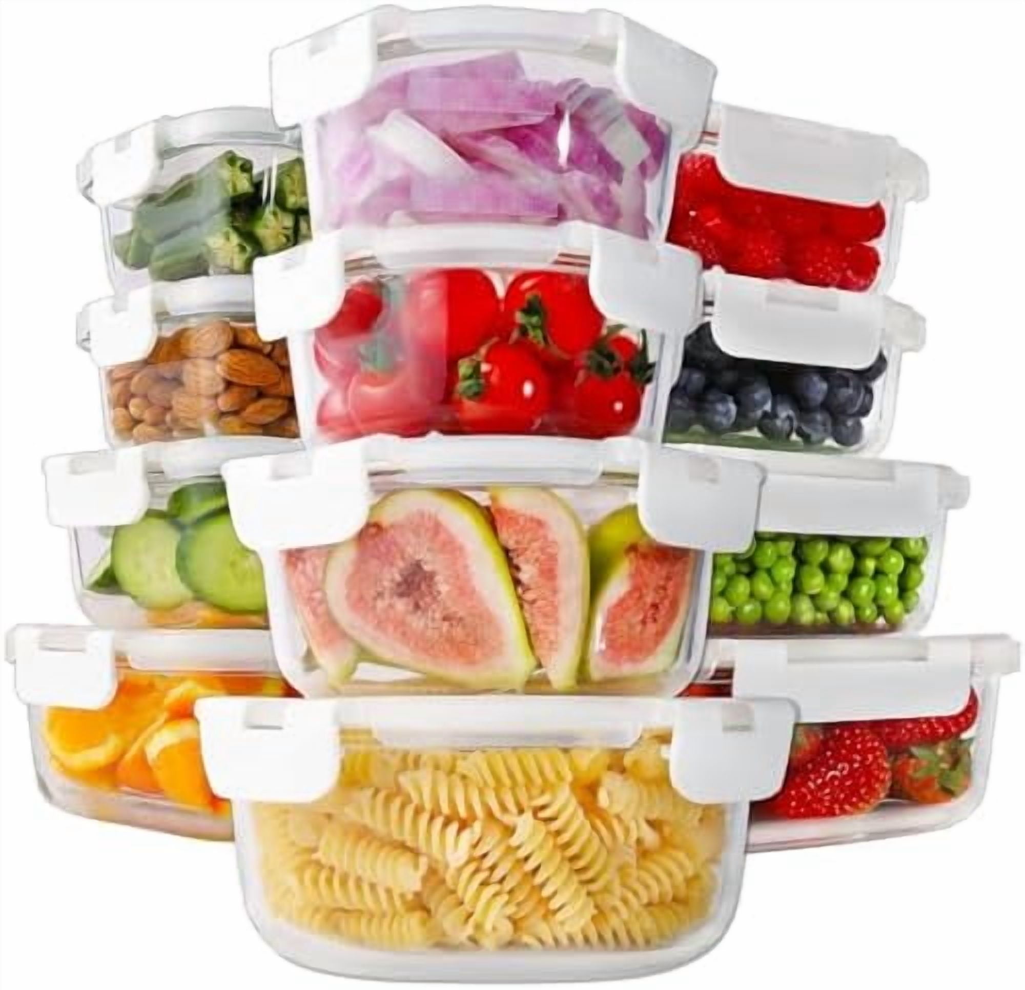 24pc Glass Food Storage Containers with Lids, Glass Meal Prep ...