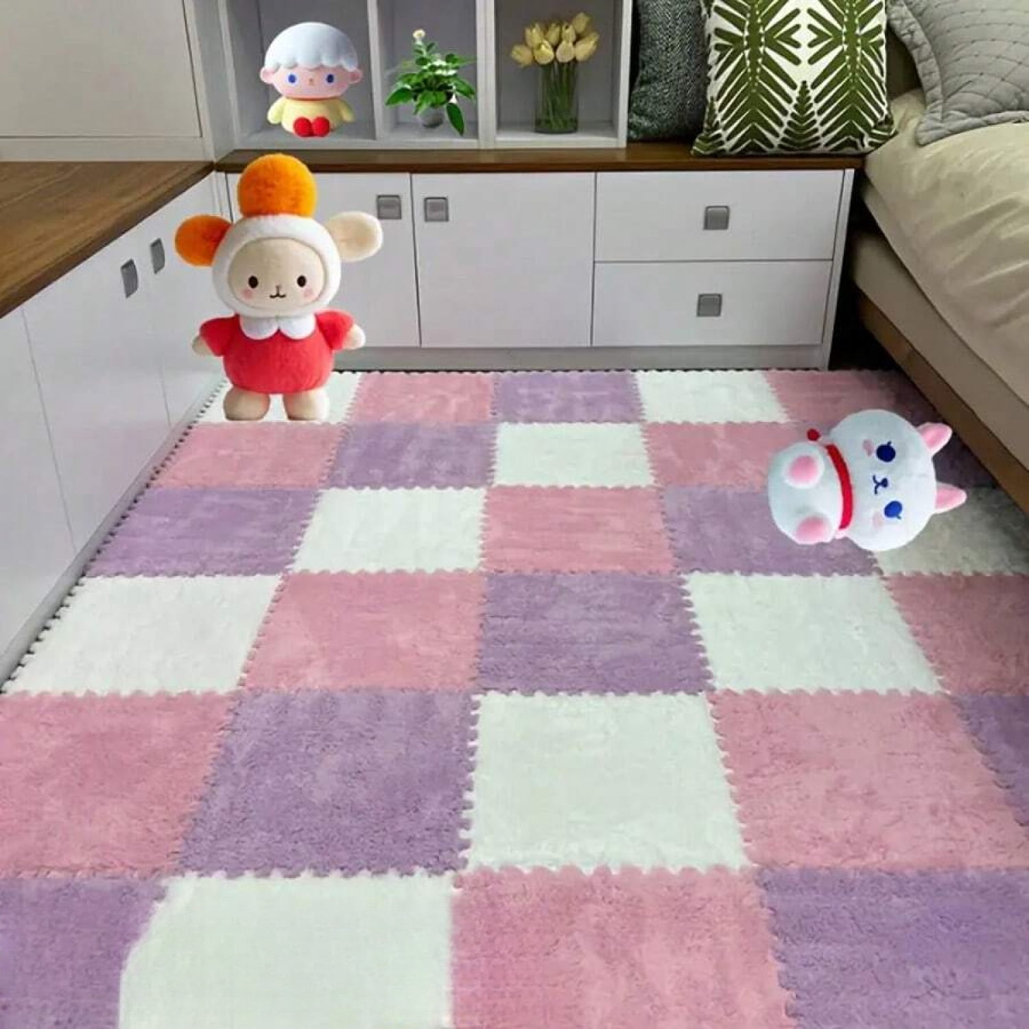 24pc Inspired Interlocking Carpet Pads, Easy to Clean, Square Pattern ...
