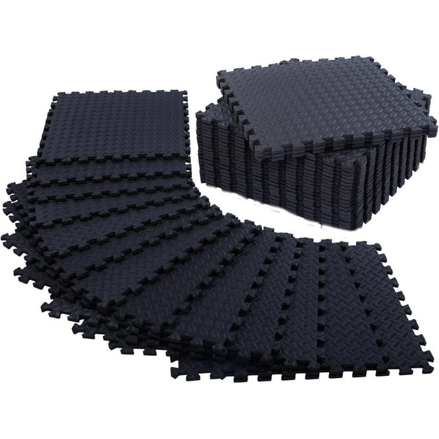 24pc Puzzle Exercise Mat w/ EVA Foam Interlocking Tiles 96 Sq Ft GYM ...
