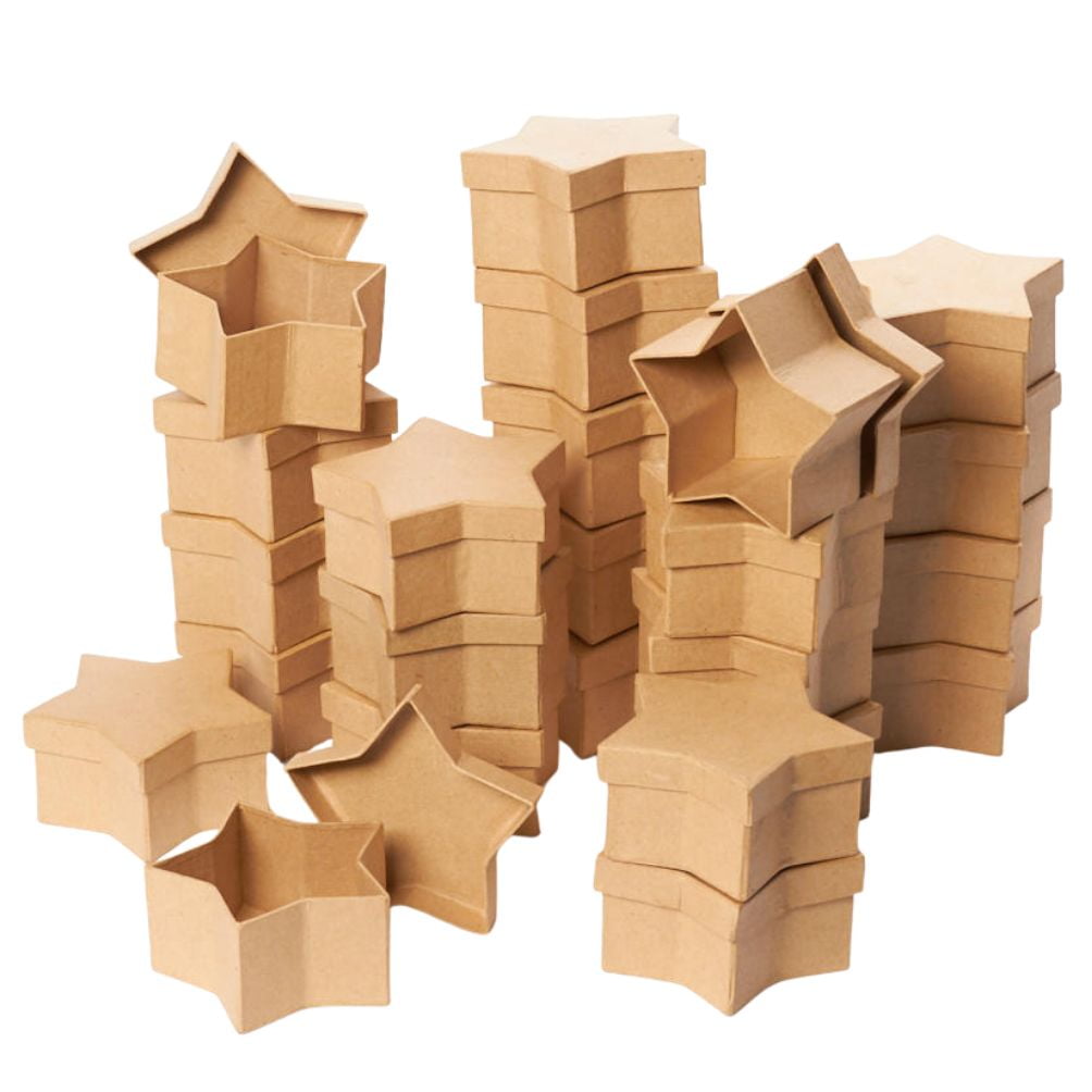 Factory Direct Craft, 24pc Small Kraft Paper Mache Star Boxes with Lids ...