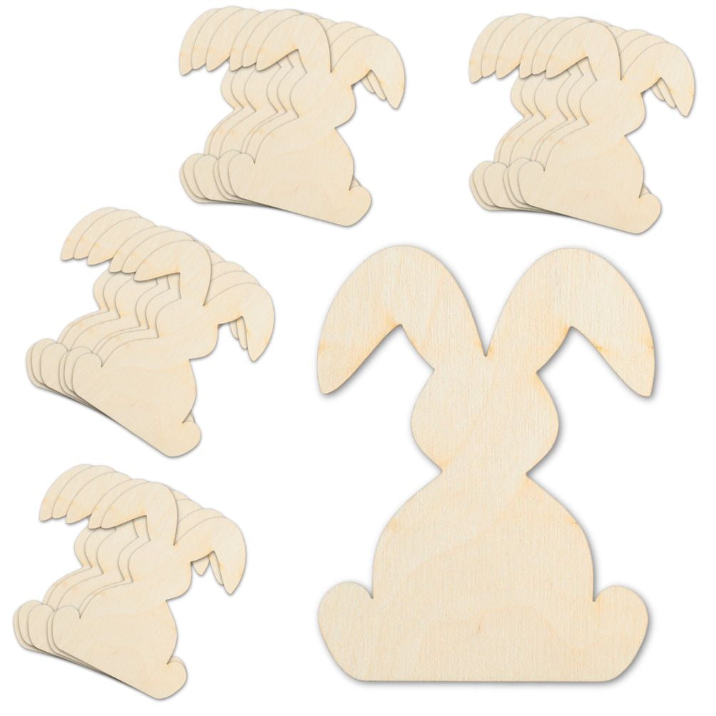 24pc Unfinished Wooden Bunny Cutouts - for Easter - Factory Direct ...