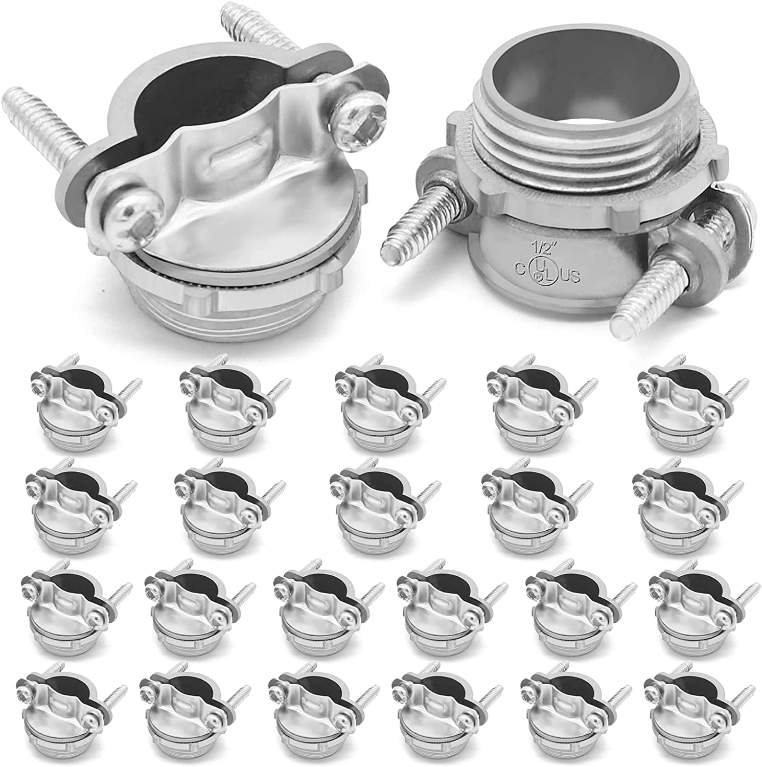 JUNCHI-24pcs 1/2Inch Clamp Type Cable Connectors for Metallic Conduit ...