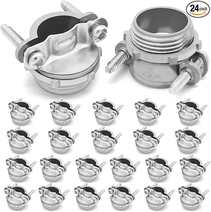 24pcs 1/2Inch Clamp Type Cable Connectors for Metallic Conduit Protect ...