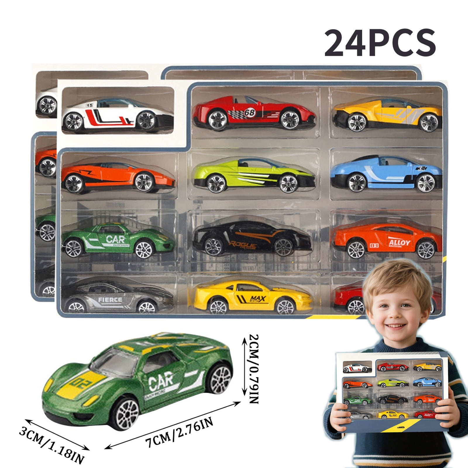 24pcs 1:64 Scale Die-Cast Toy Cars Themed Collectibles for Kids ...