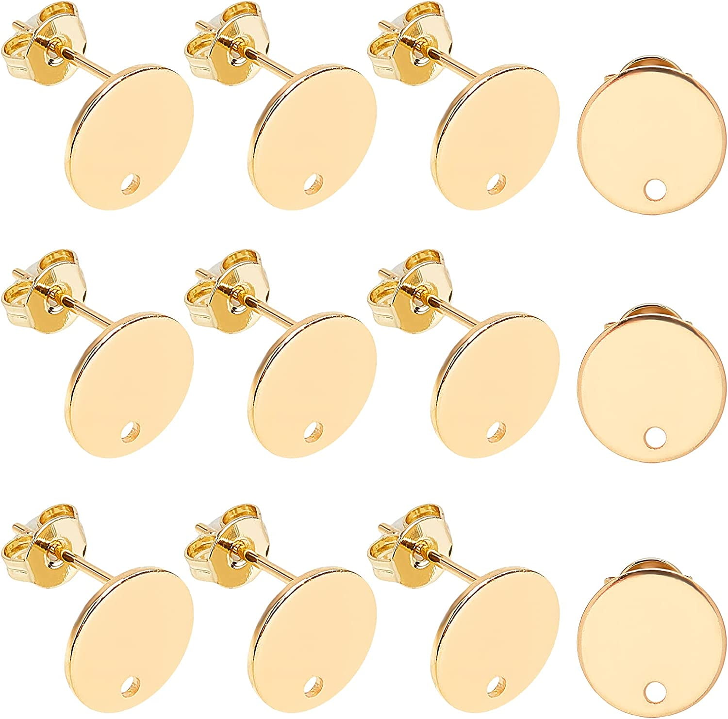 About 24pcs 10mm Hypoallergenic Stud Earring with Hole Flat Plate ...
