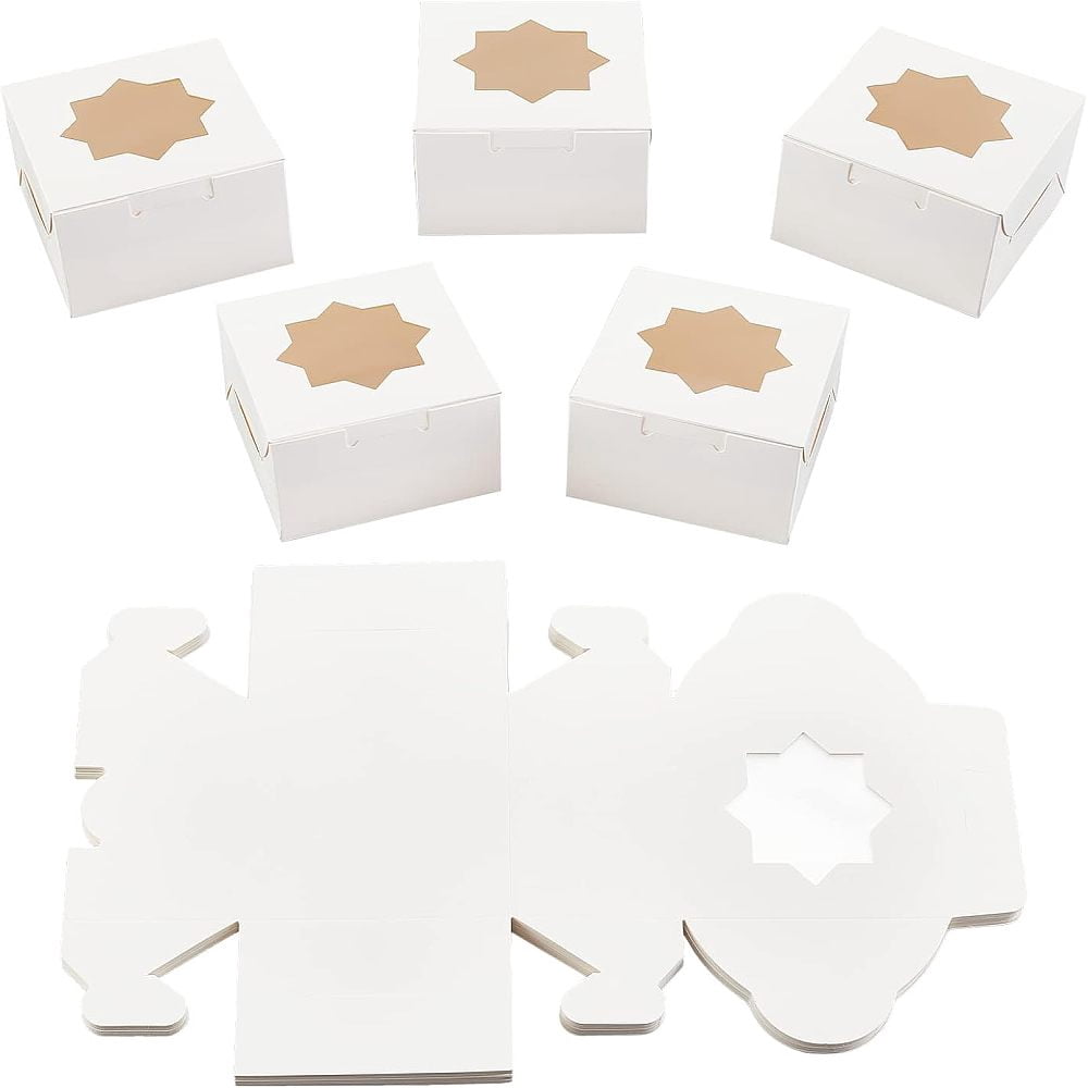 24pcs 10x10x6.5cm Finished Kraft Paper Cake Box White Bakery Single ...