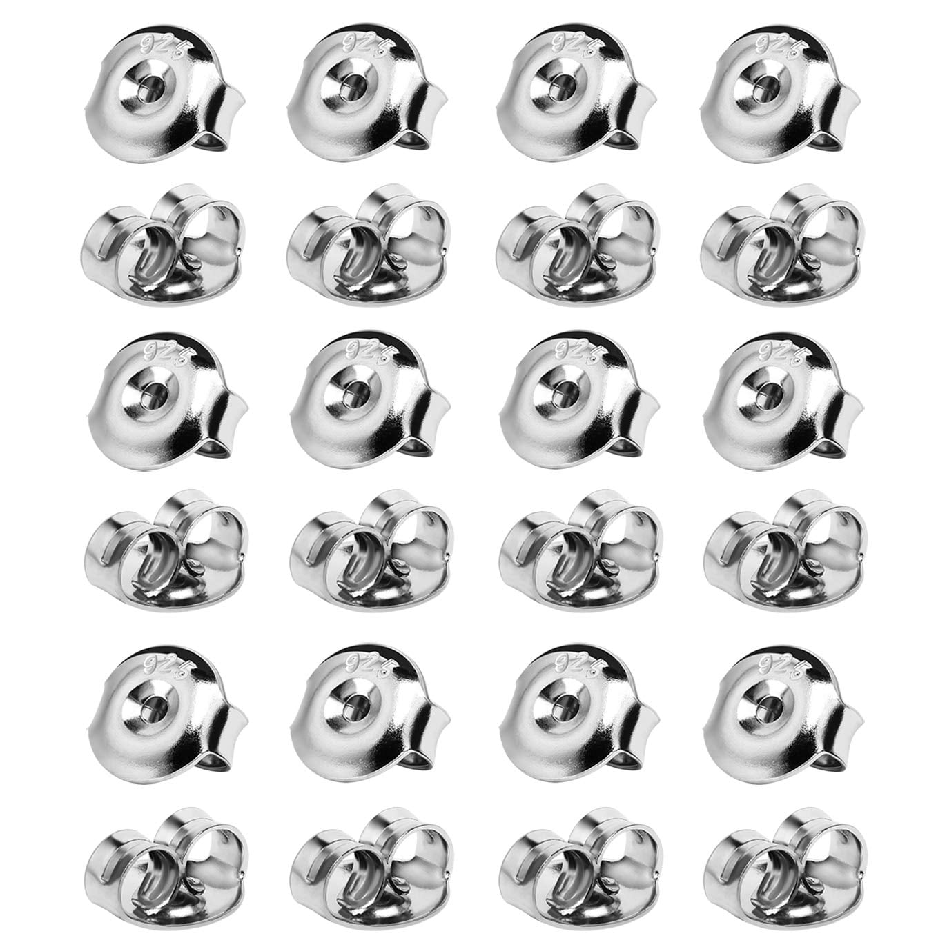 24pcs/12 Pair 18K White Gold Plated Earring Backs for Studs, 925 ...