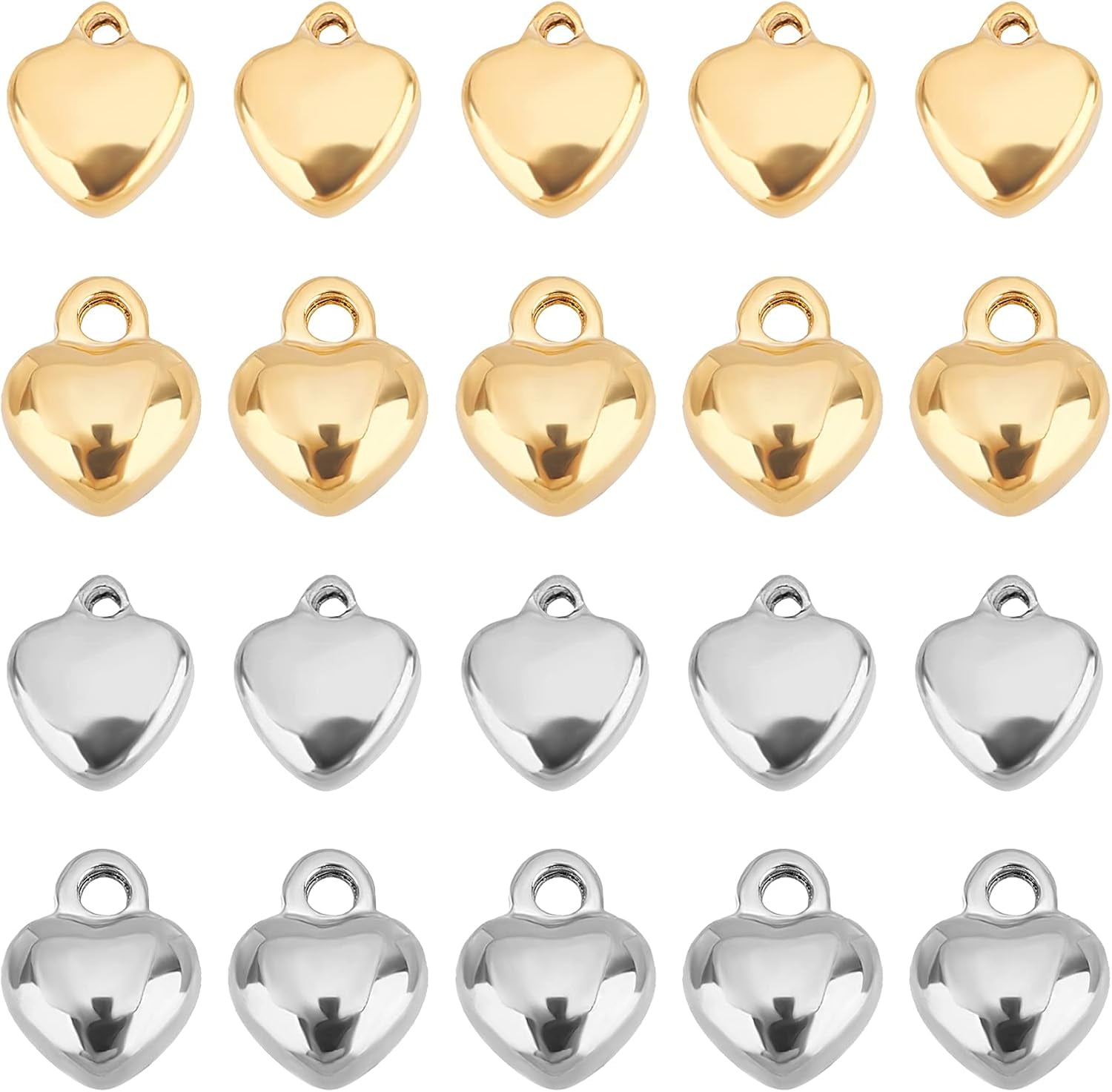 24pcs 2 Colors Stainless Steel Laser Cut Heart Charms Metal Heart Shape ...