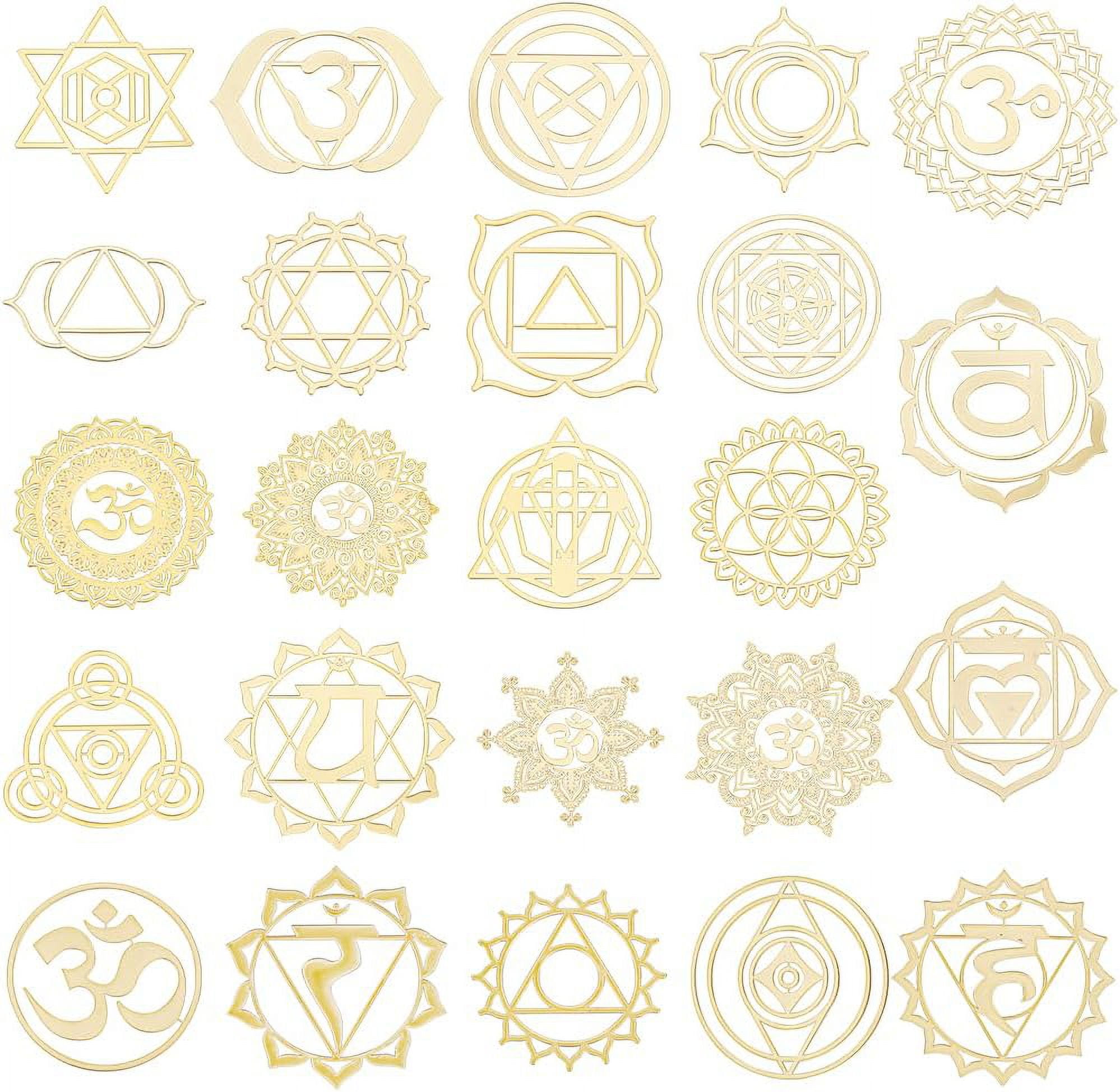 24pcs 24 Styles Chakras Stickers Mixed Patterns Golden Energy Stickers ...