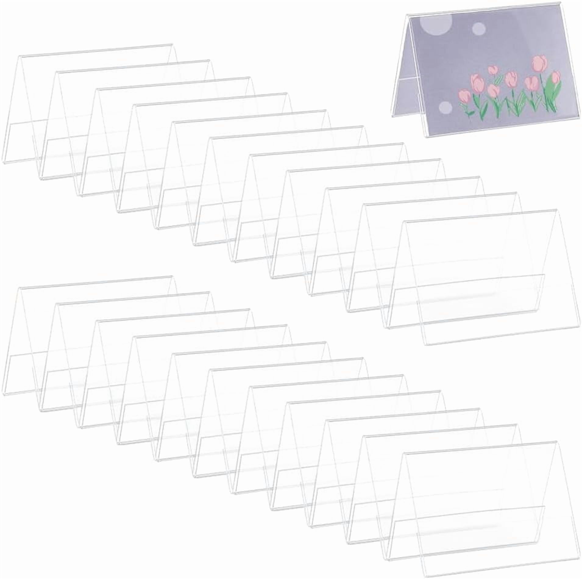 24pcs 3.5x2x2.5 Inch Acrylic Table Nameplate V-Shaped Clear Name Plates ...