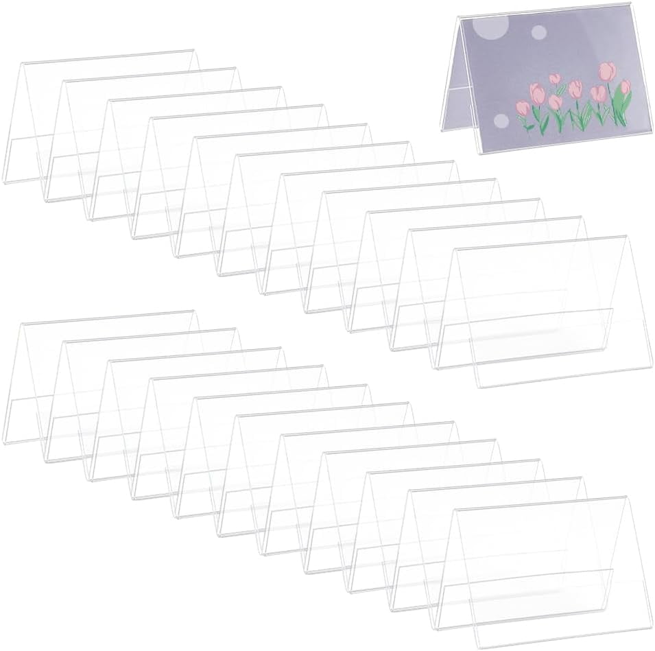 24pcs 3.5x2x2.5 Inch Acrylic Table Nameplate V-Shaped Clear Name Plates ...