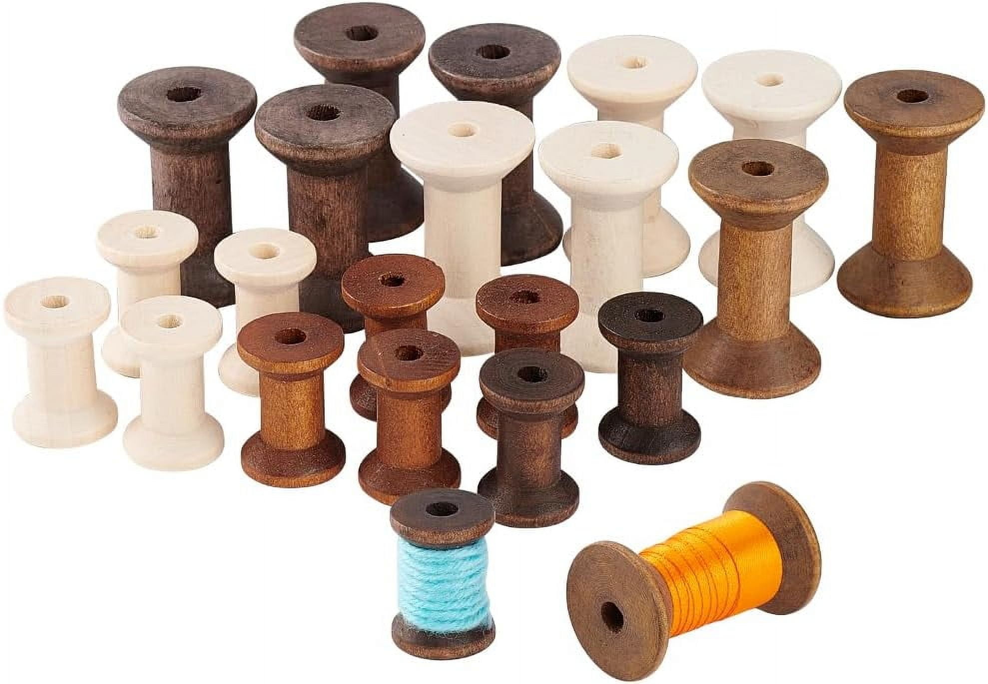 24pcs 3 Colors Wooden Spools 1.8 1.1 inch Empty Wood Thread Spools ...