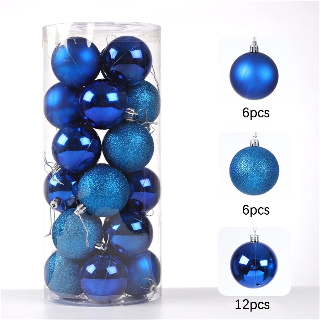 24pcs 30mm Christmas Tree Bauble Set, Multi-Texture Baubles with ...