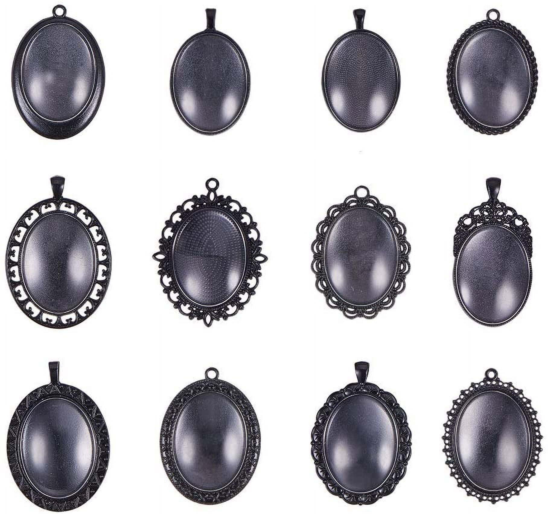 24pcs 30x40mm Black Oval Alloy Blank Bezel Pendant Trays Settings and ...