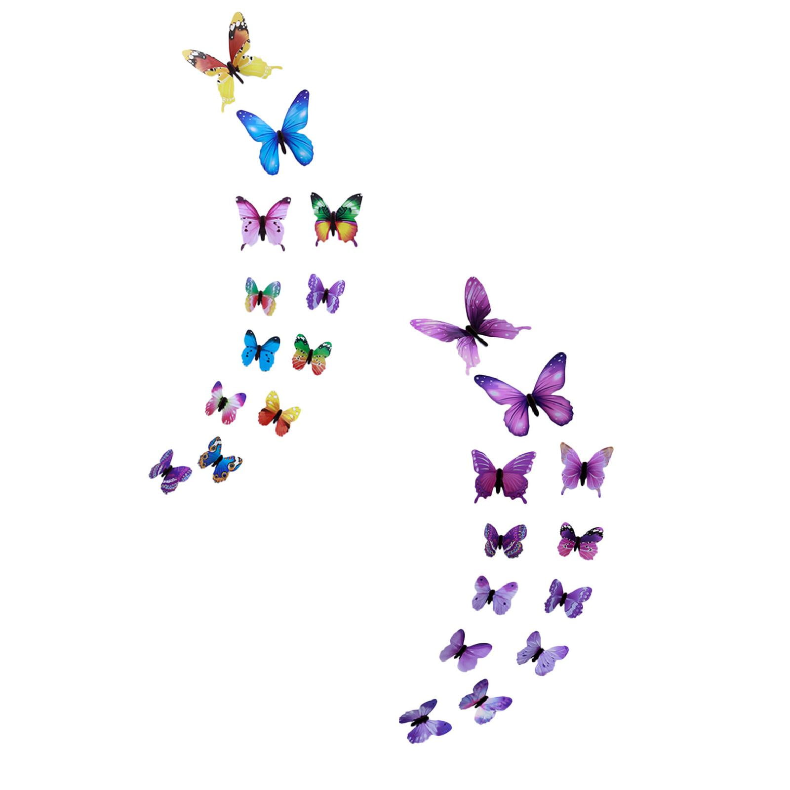 24pcs 3D Butterfly Decal Sticker Wall Decor DIY Adhesive for Room ...