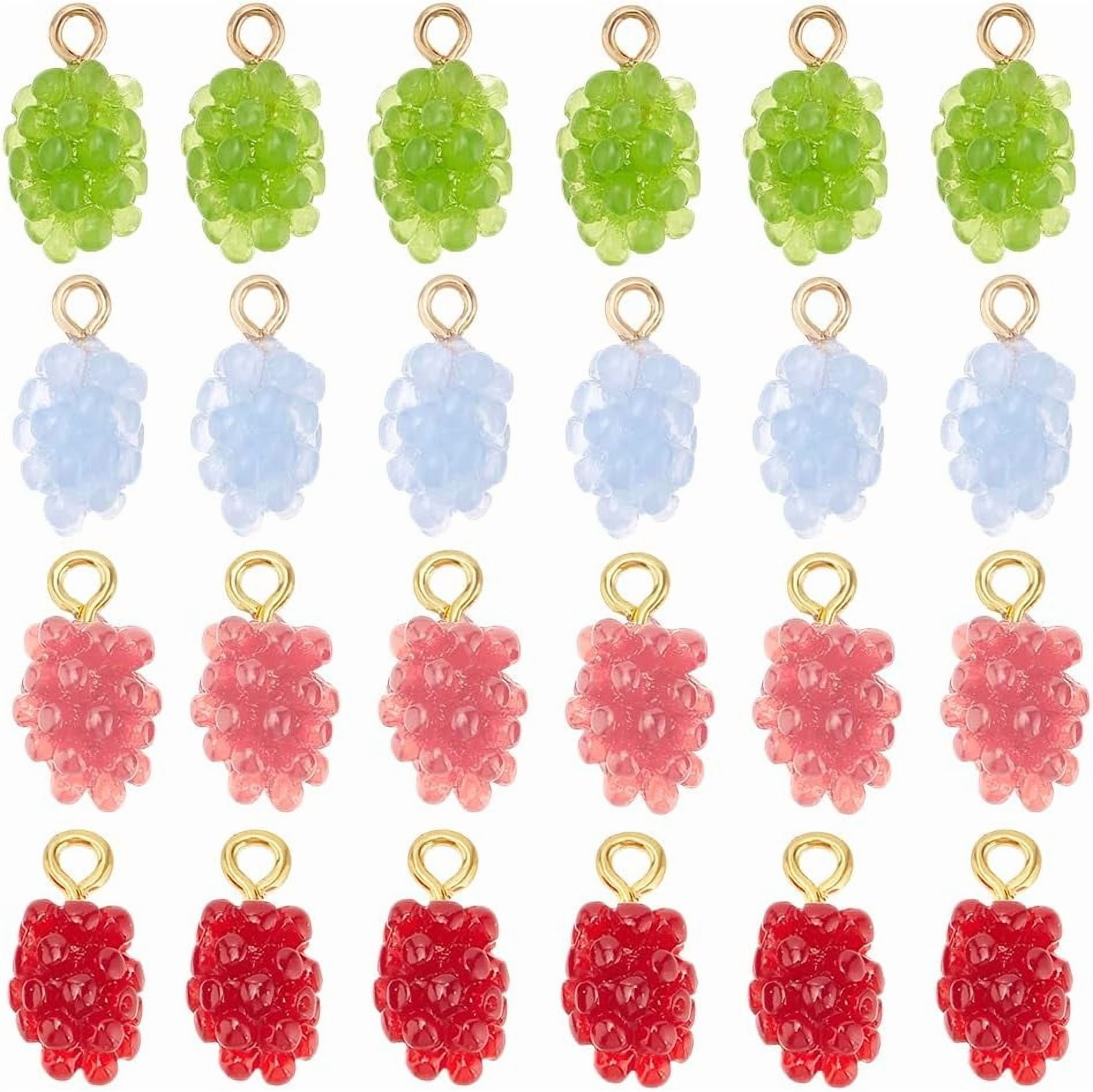 24pcs 4 Colors Grape Resin Pendants Resin Fruits Charms 3D Raspberry ...