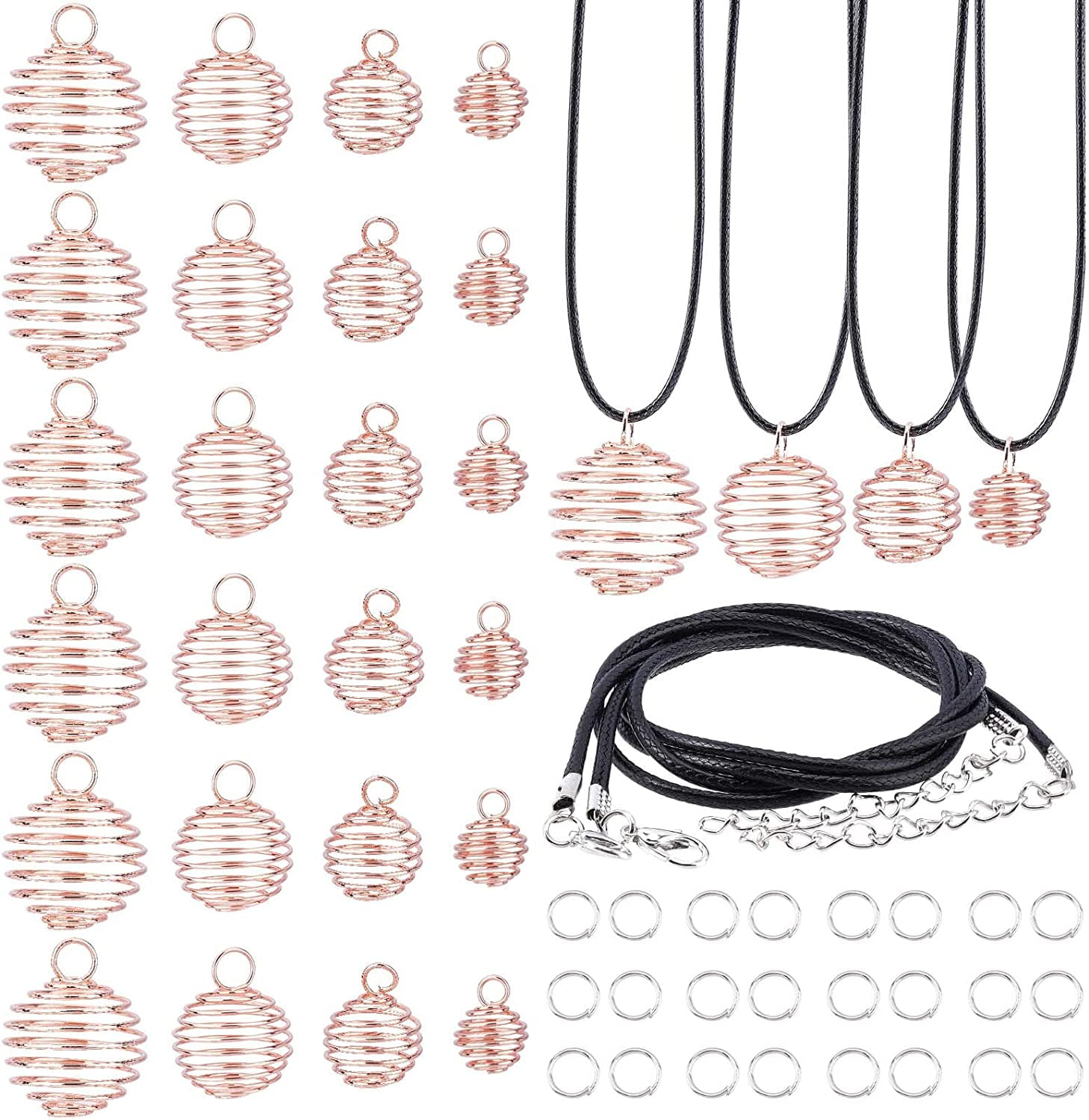 24pcs 4 Sizes Spiral Bead Cages Pendants Stone Holder Necklace Cage 24 ...
