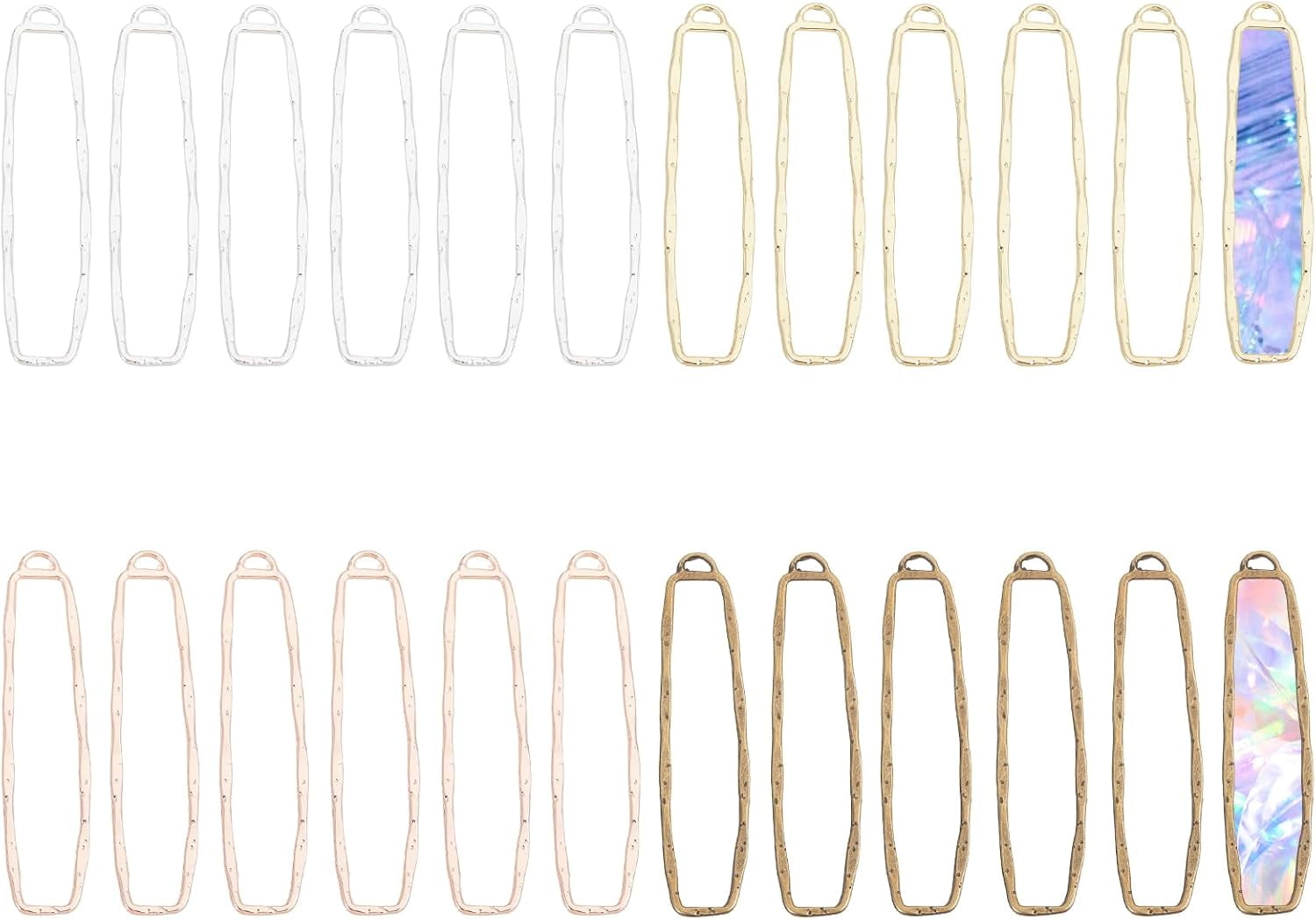 24pcs 4colors Open Back Bezel Pendants Round Shape Open Back Frame ...