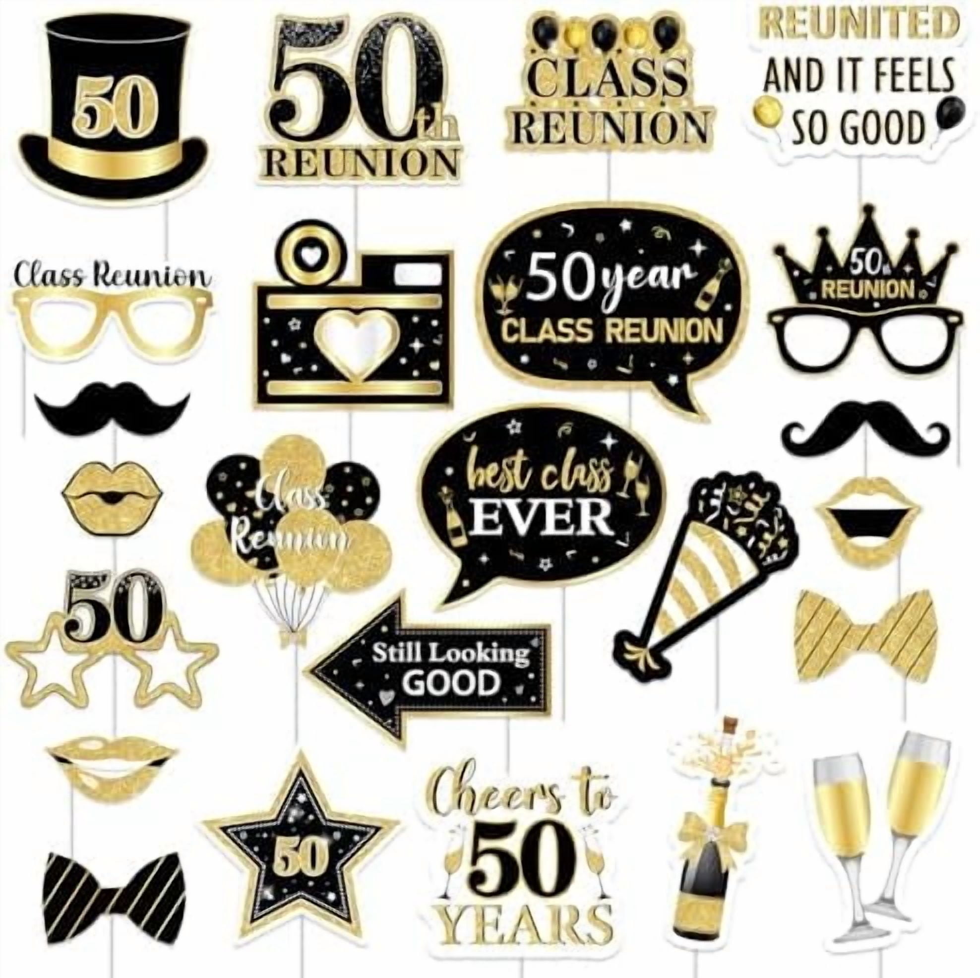24pcs 50th Class Reunion Photo Booth Props – 1975 Theme (50th Class ...