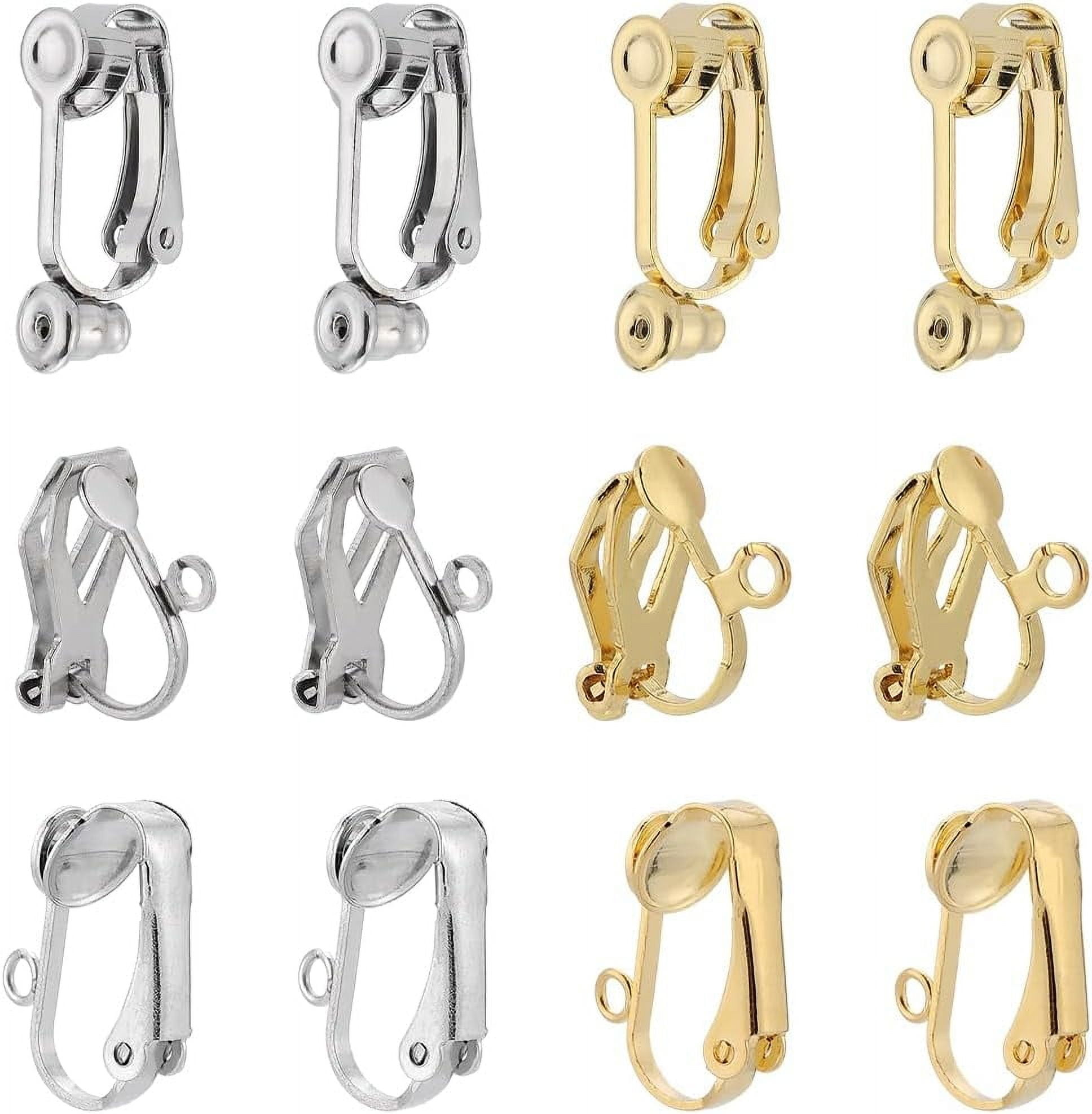 24pcs 6 styles 304 Stainless Steel Clip-on Earring Converters Findings ...