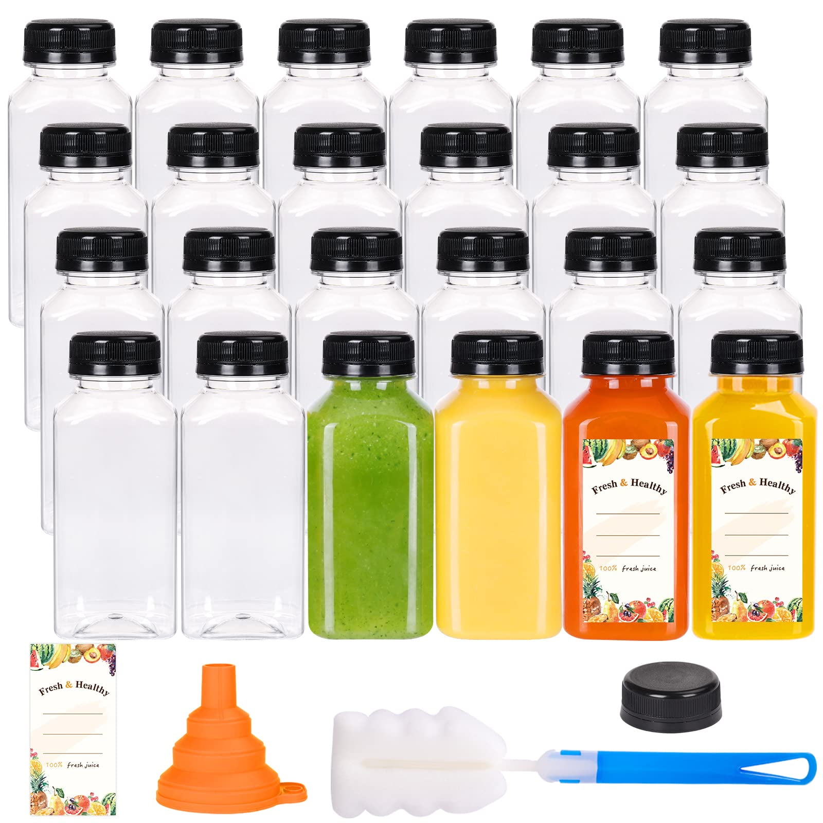 24pcs 8oz Juice Containers with Lids, Juice Bottles with Tamper Evident ...