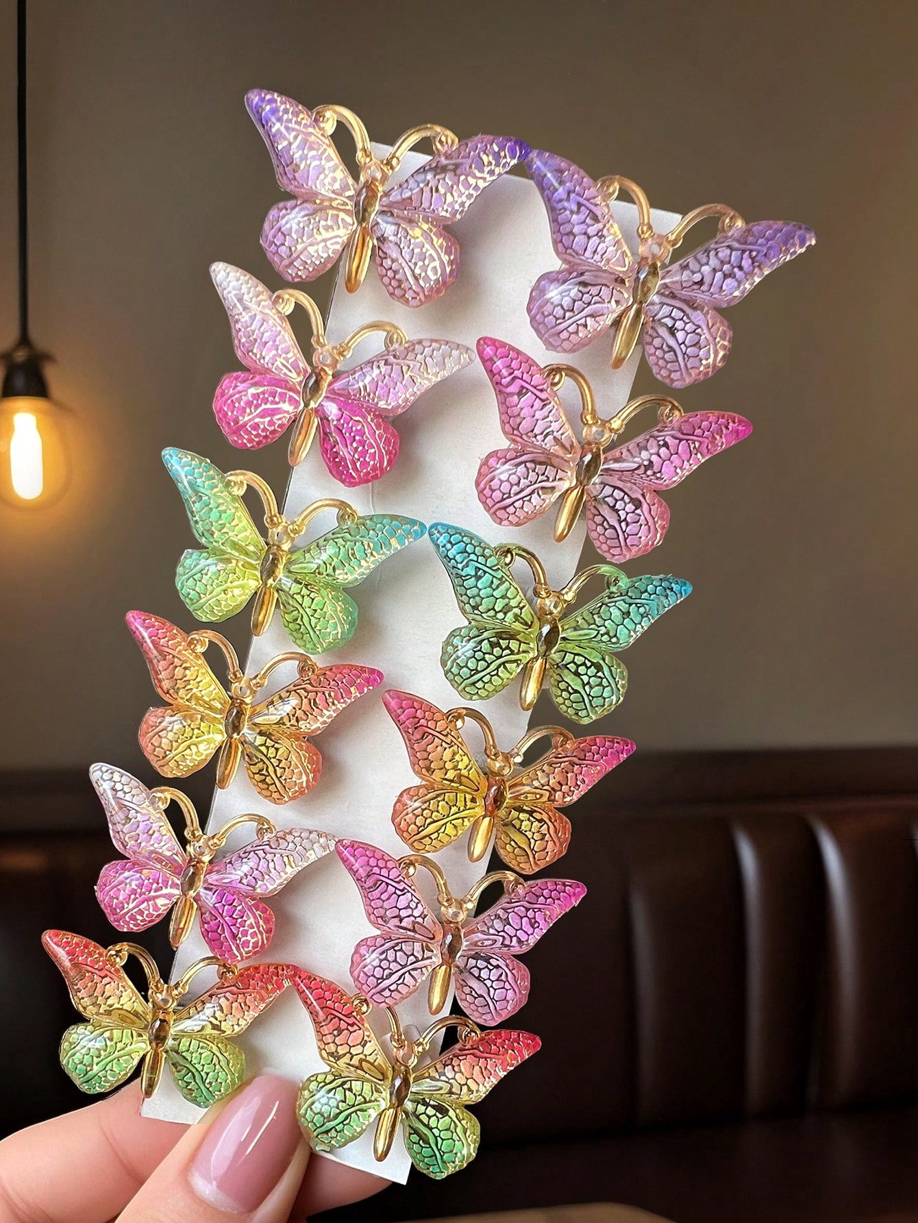 24pcs Acrylic 3D Butterfly Hair Clips, Gradient Translucent Alligator ...