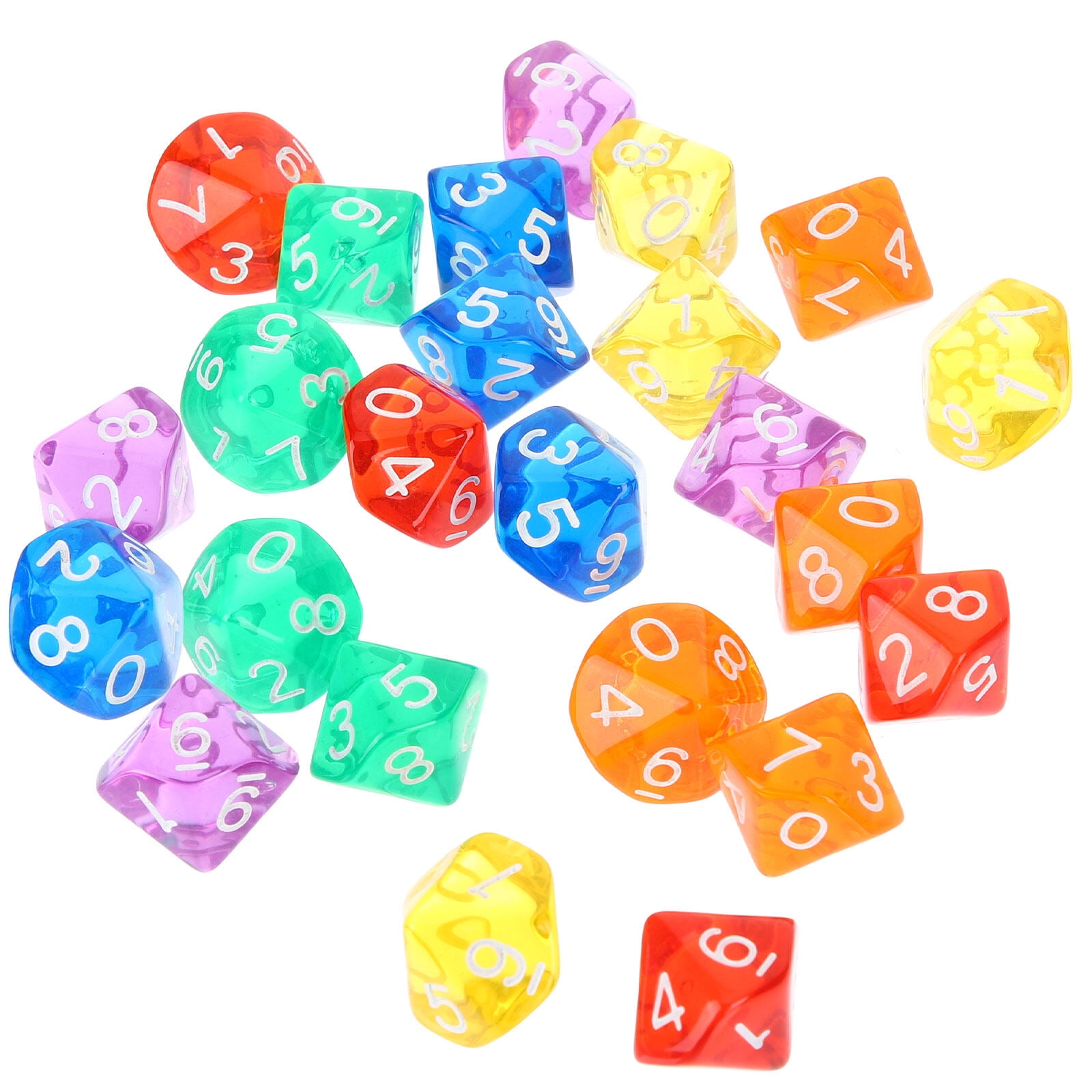 24pcs Acrylic Dice Set Math Toys Dice Table Games Playthings 10 Sided ...