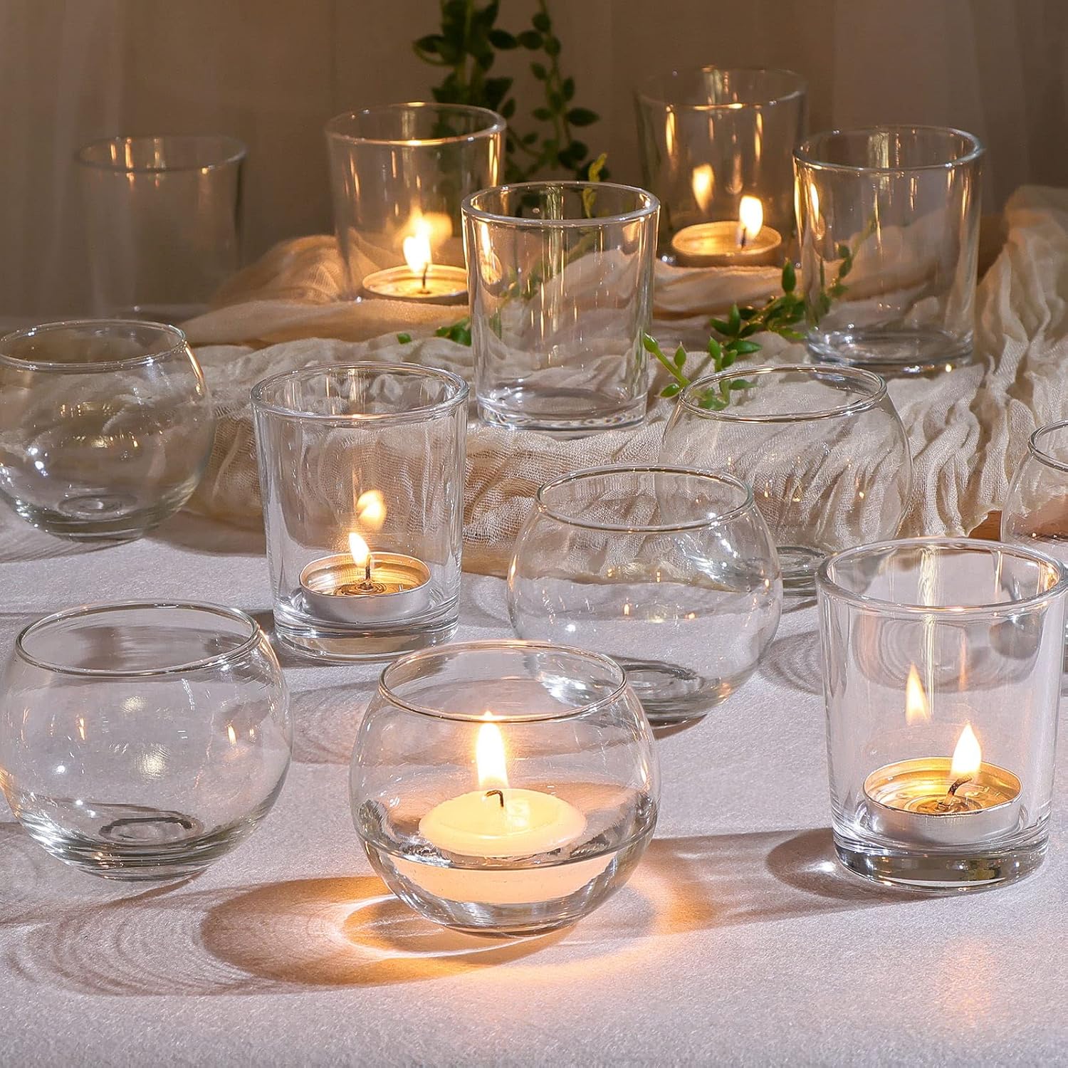 24pcs Assorted Gold Votive Candle Holders, Mercury Glass Candle Holder ...