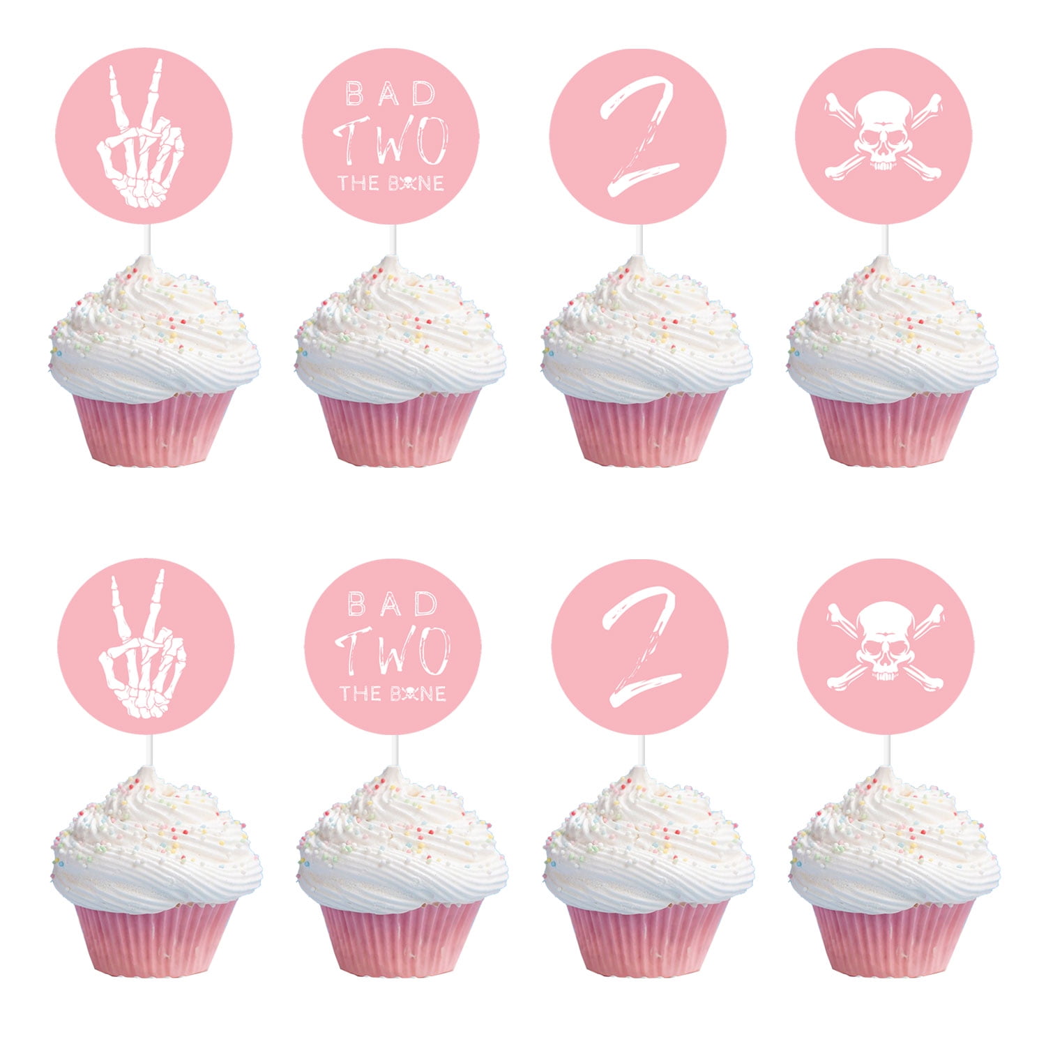 24pcs Bad Two The Bone Cupcake Toppers, Rock Themed 2nd Birthday ...